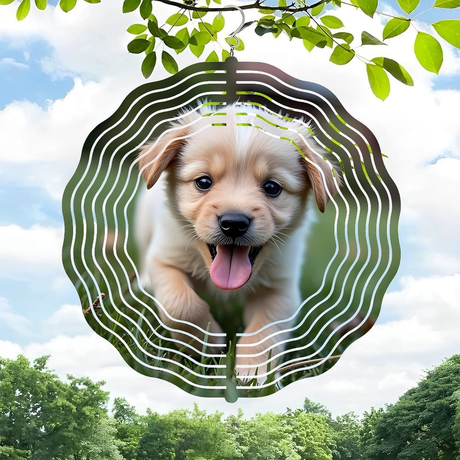 3D Metal Hanging Wind Spinners - Concentric Wave Design Wind Chimes for ...