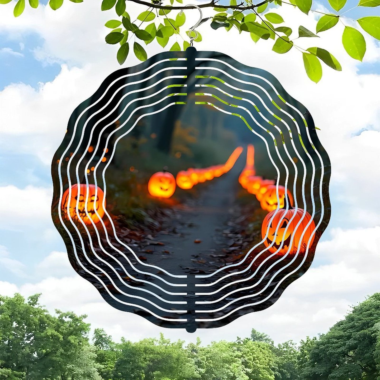 3D Metal Hanging Wind Spinners - Concentric Wavy Sound Wave Design for ...