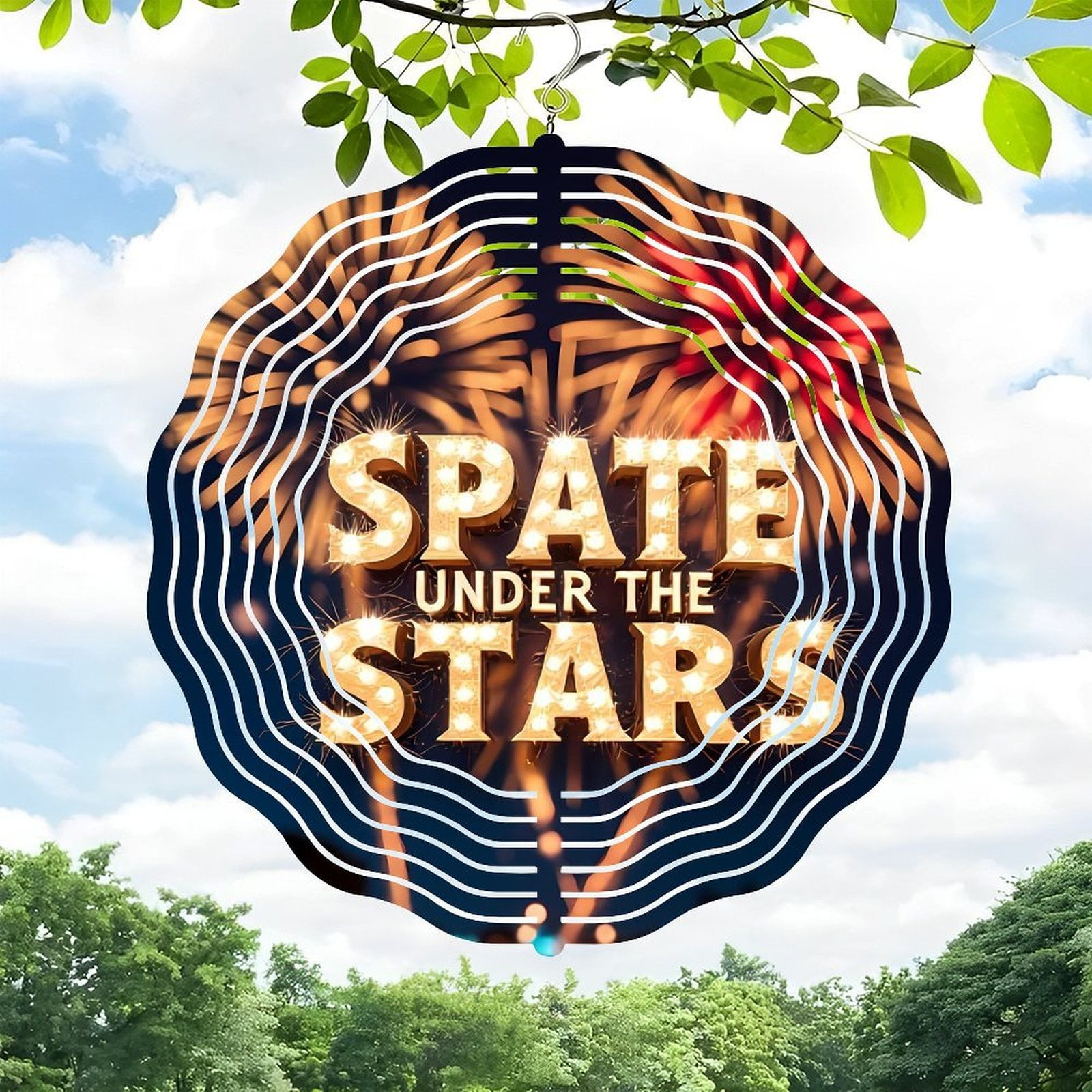 3D Metal Hanging Wind Spinners - Cosmic Star & Firework Design for Yard ...