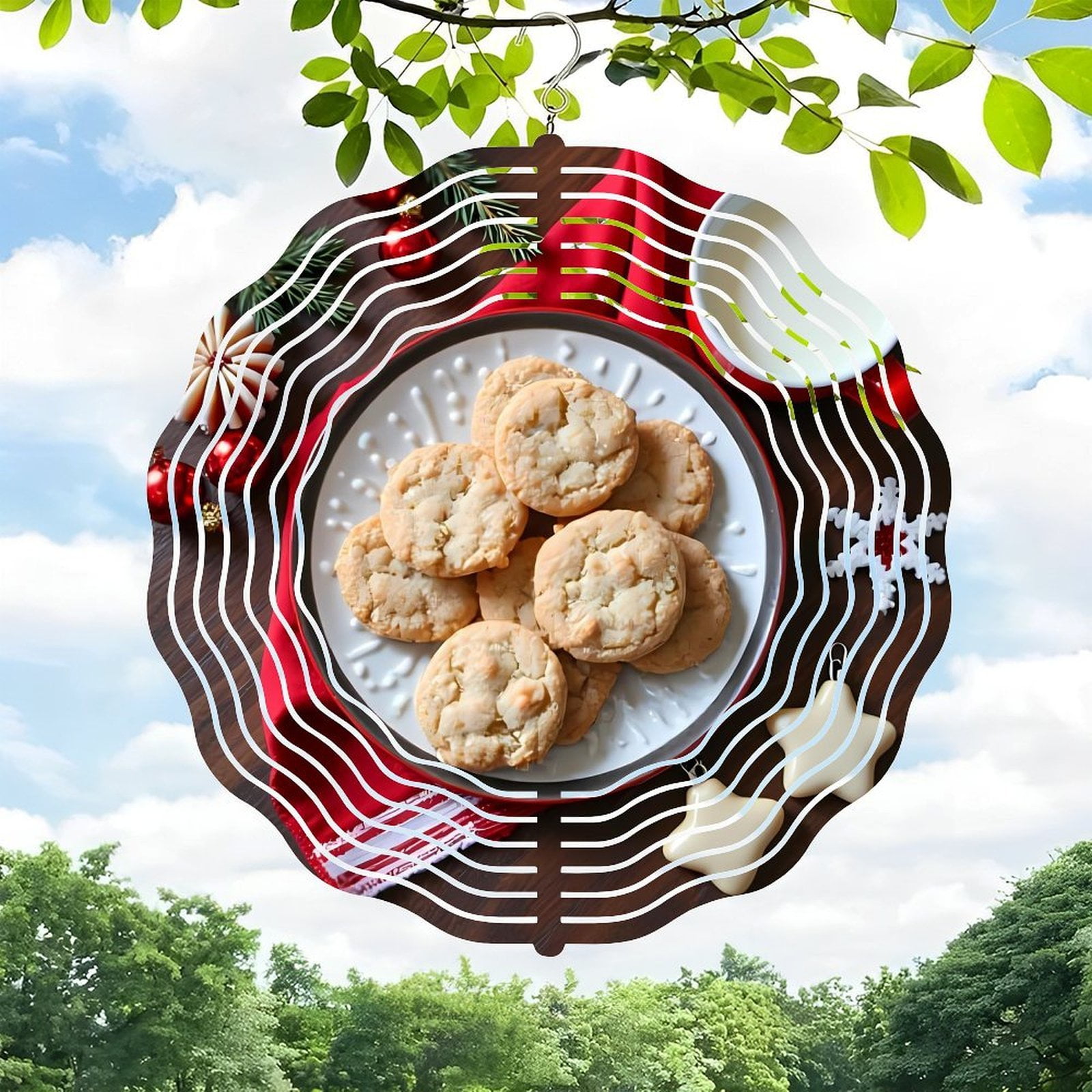 3D Metal Hanging Wind Spinners - Decorative Circular Pattern with Wavy ...