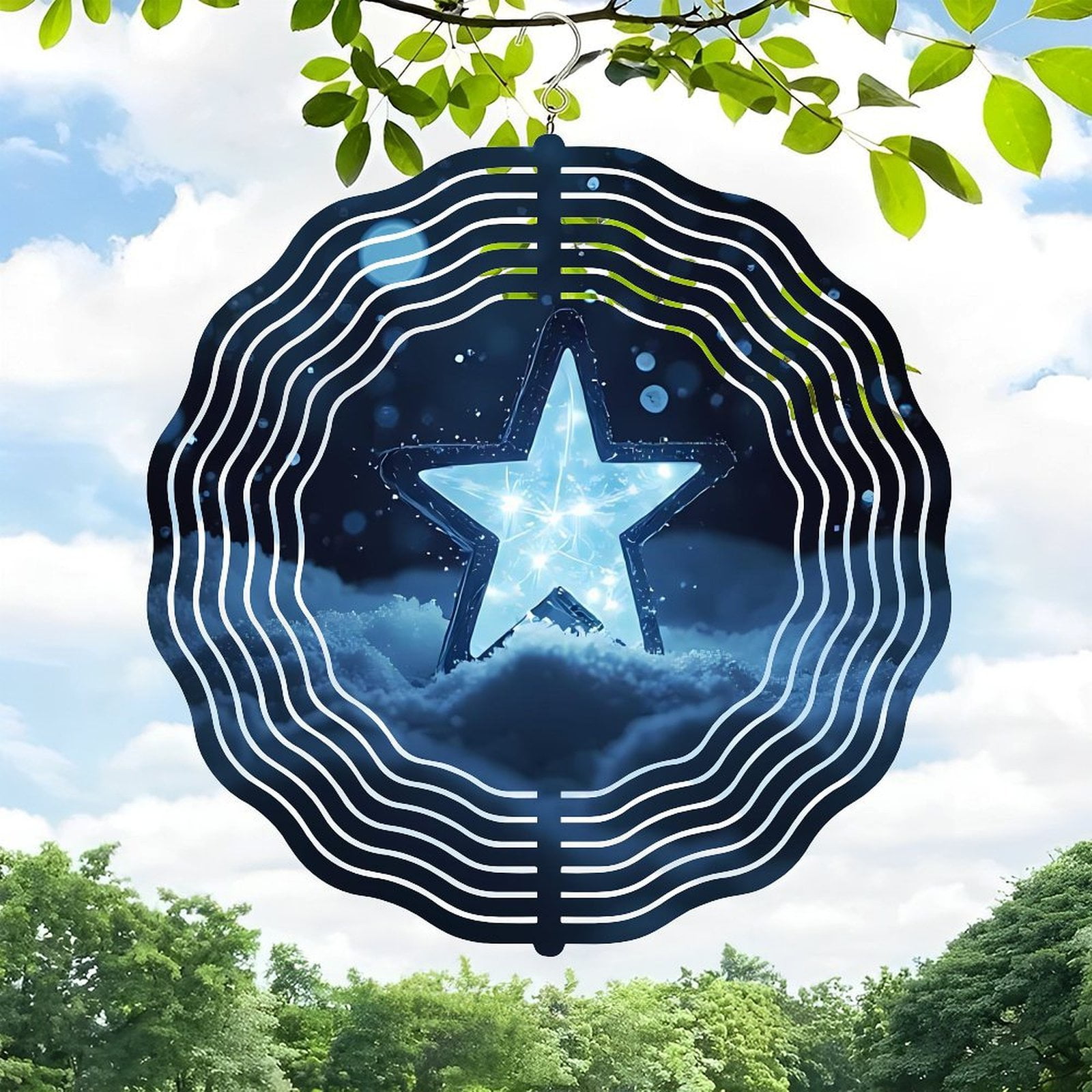 3D Metal Hanging Wind Spinners - Design with Concentric Lines Perfect ...