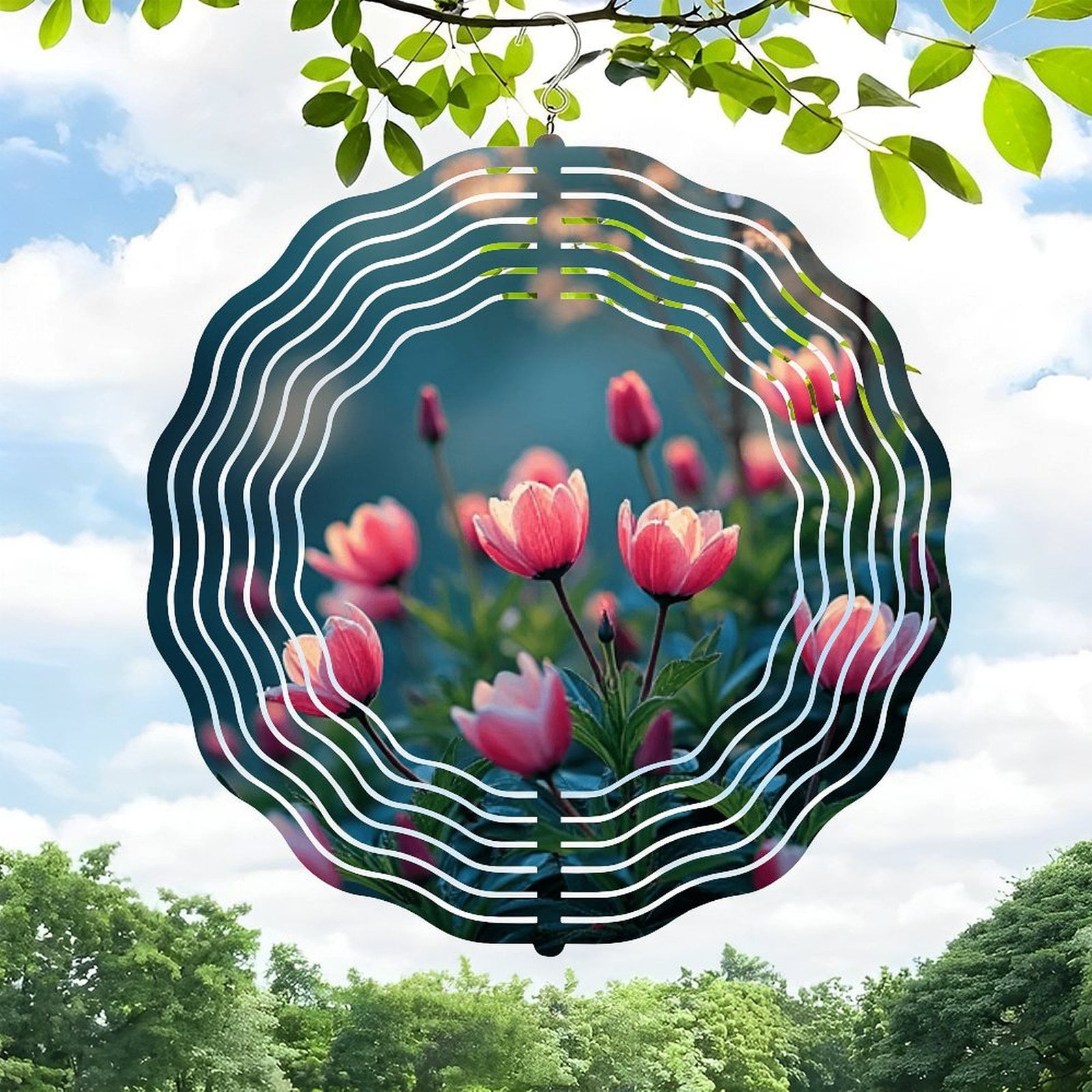 3D Metal Hanging Wind Spinners - Elegant Circular Design with Layered ...