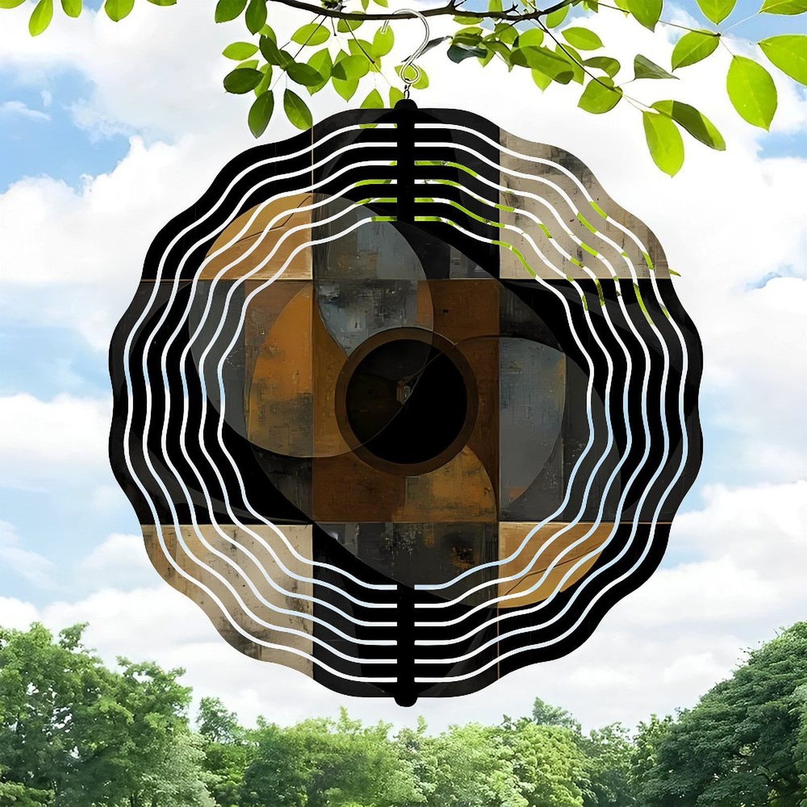3D Metal Hanging Wind Spinners - Elegant Compass Design with Concentric ...