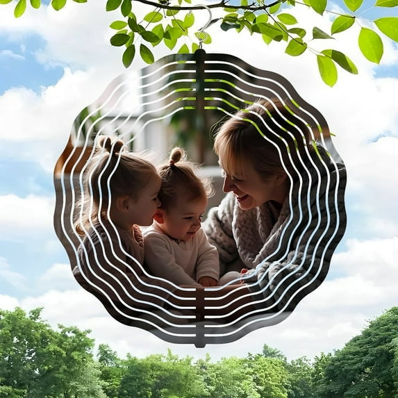 3D Metal Hanging Wind Spinners - Elegant Concentric Wavy Design for ...