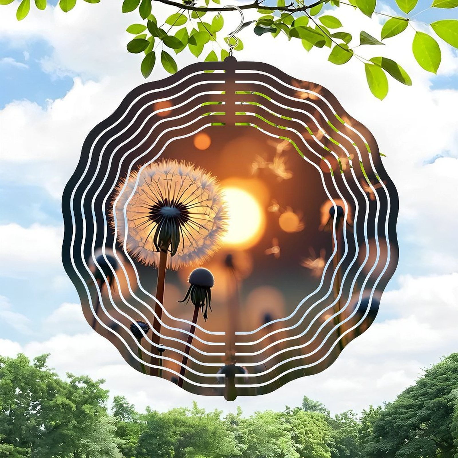 3D Metal Hanging Wind Spinners - Elegant Design with Layered Circular ...