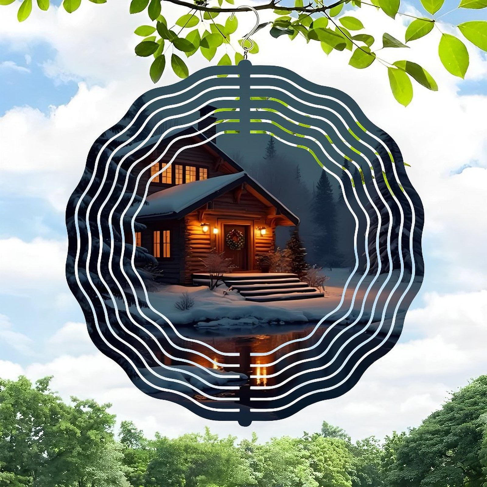 3D Metal Hanging Wind Spinners - Elegant Sound Wave Design Wind Chimes for Yard & Garden Decor ...