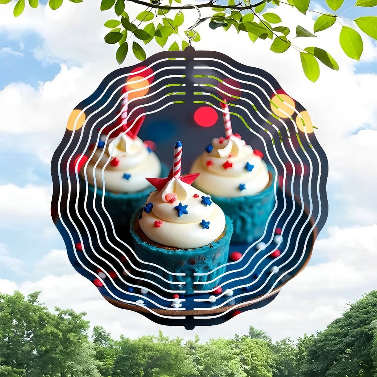 3D Metal Hanging Wind Spinners - Festive Fan Design with Vibrant Colors ...