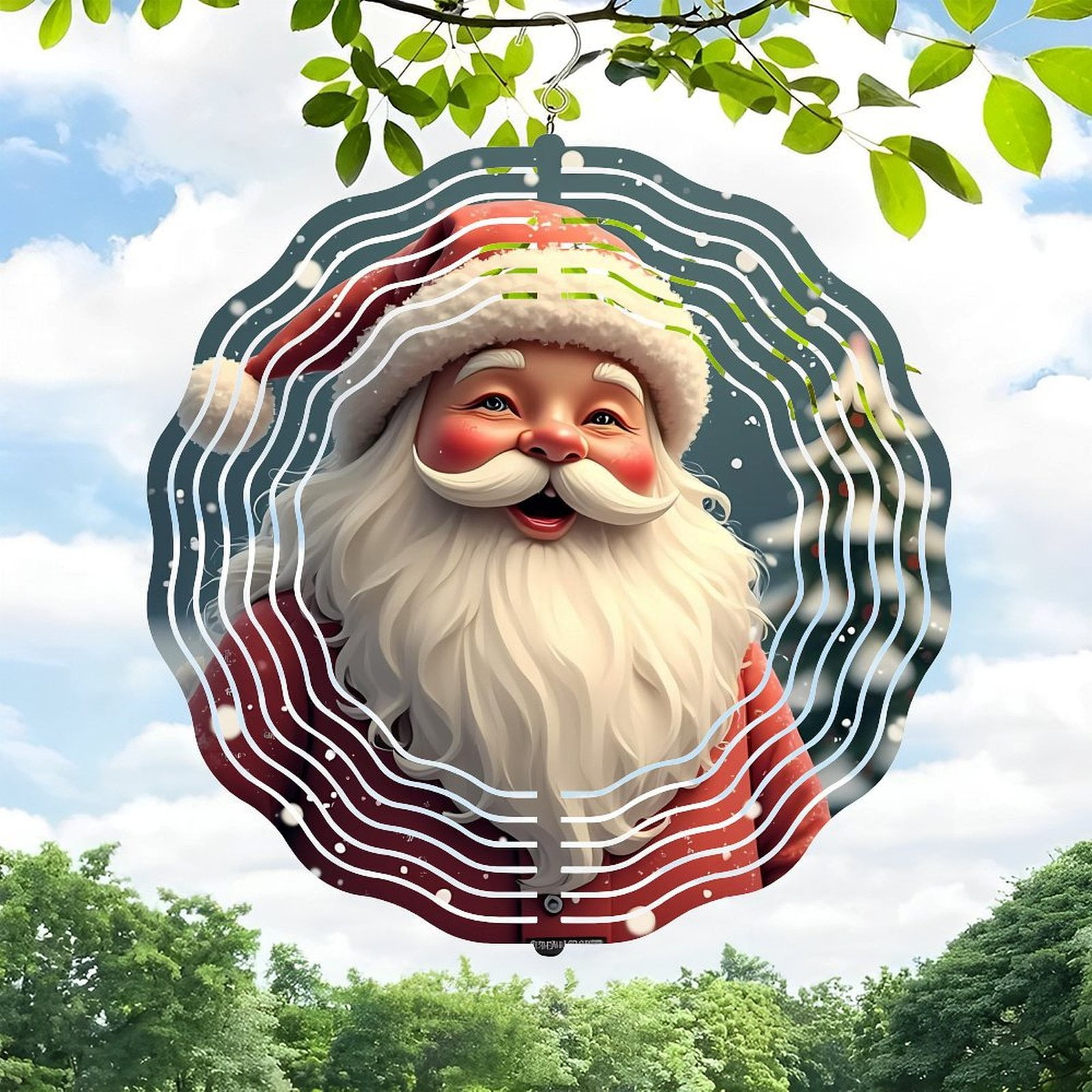 3D Metal Hanging Wind Spinners - Festive Santa Claus Design with ...