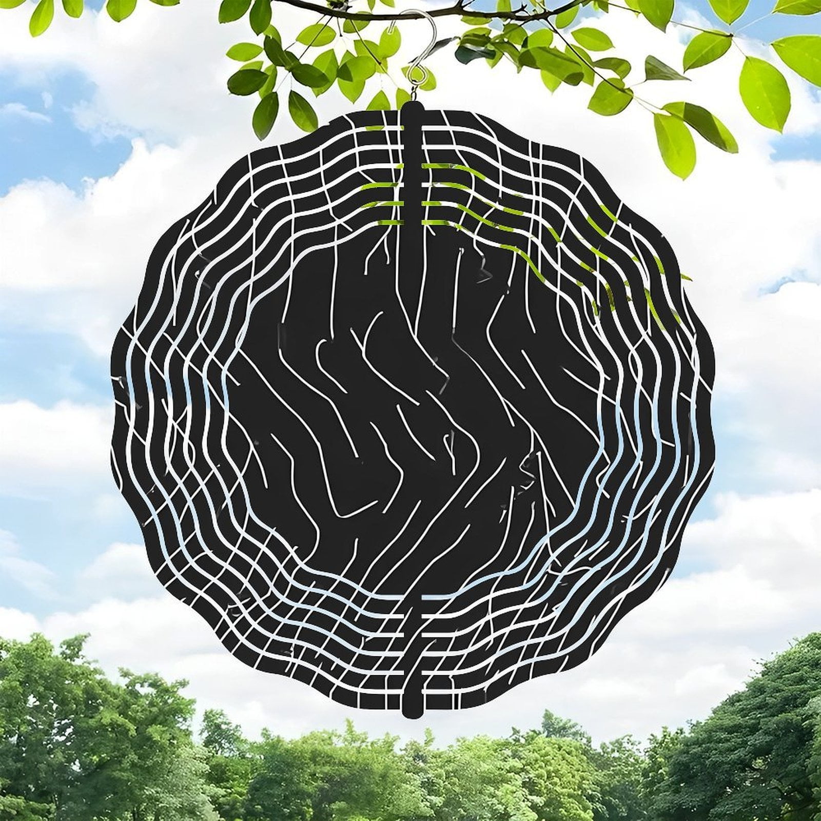 3D Metal Hanging Wind Spinners - Intricate Tree Ring Design with ...