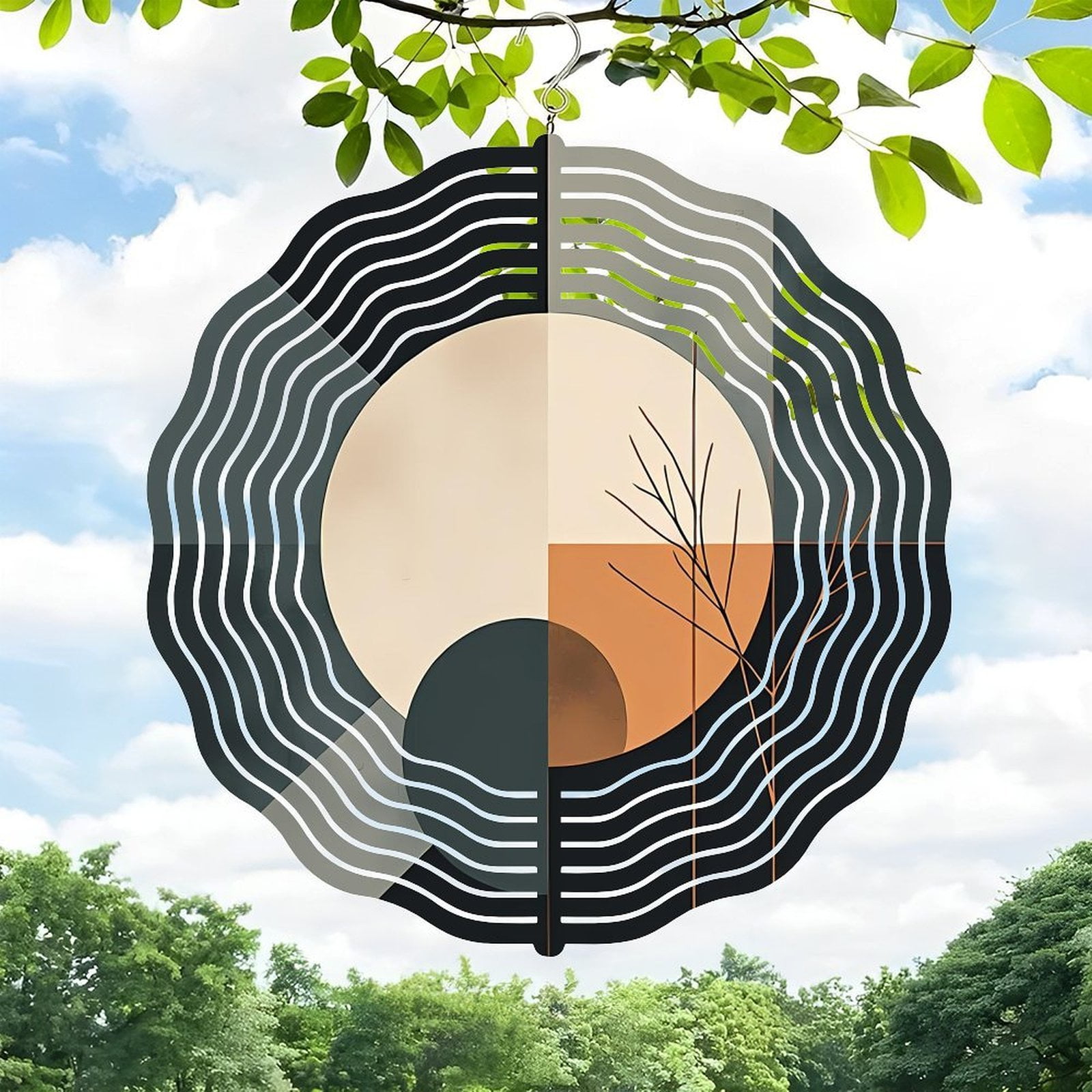 3D Metal Hanging Wind Spinners - Nature-Inspired Sound Wave Design with ...