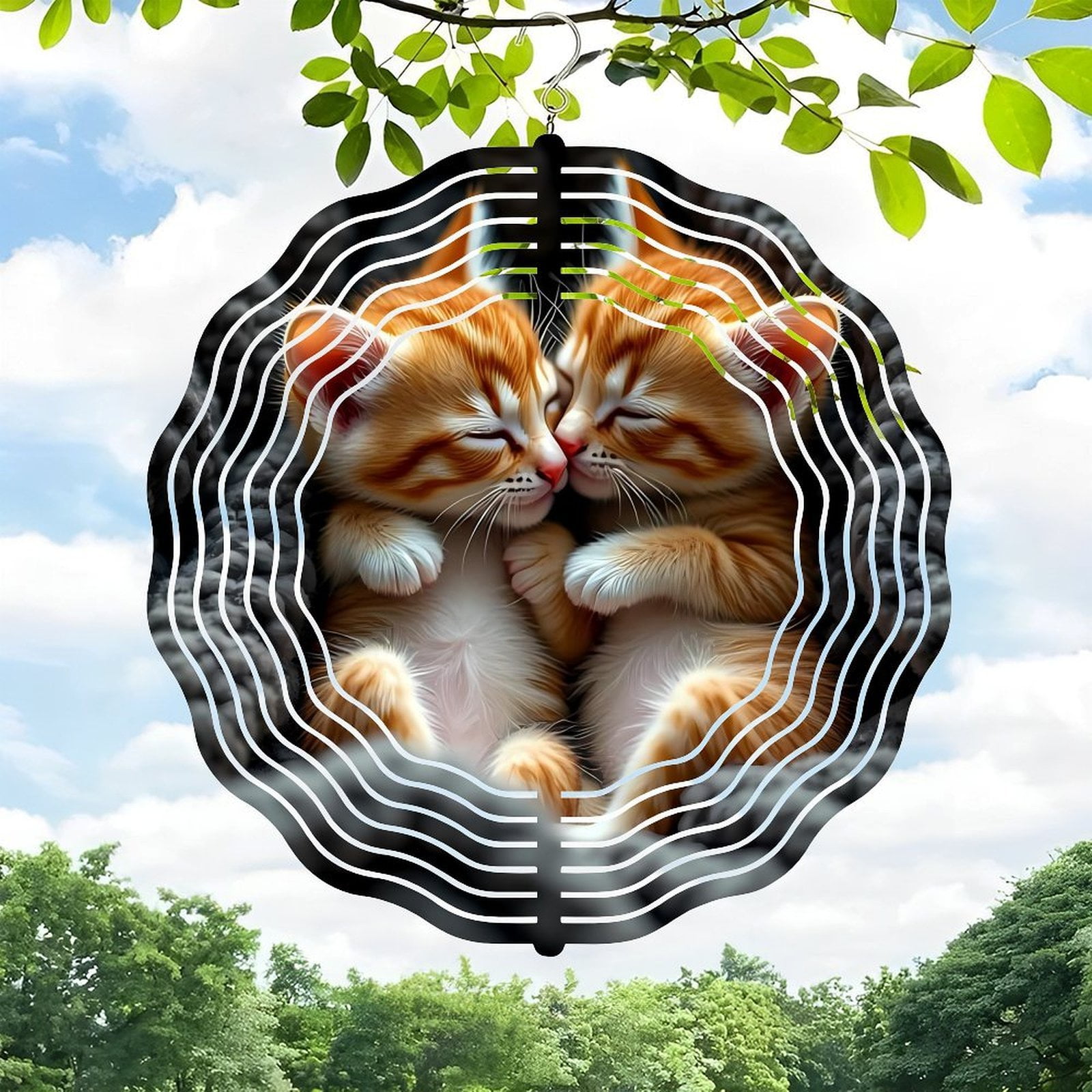 3D Metal Hanging Wind Spinners - Spiral Design Wind Chimes for Yard ...