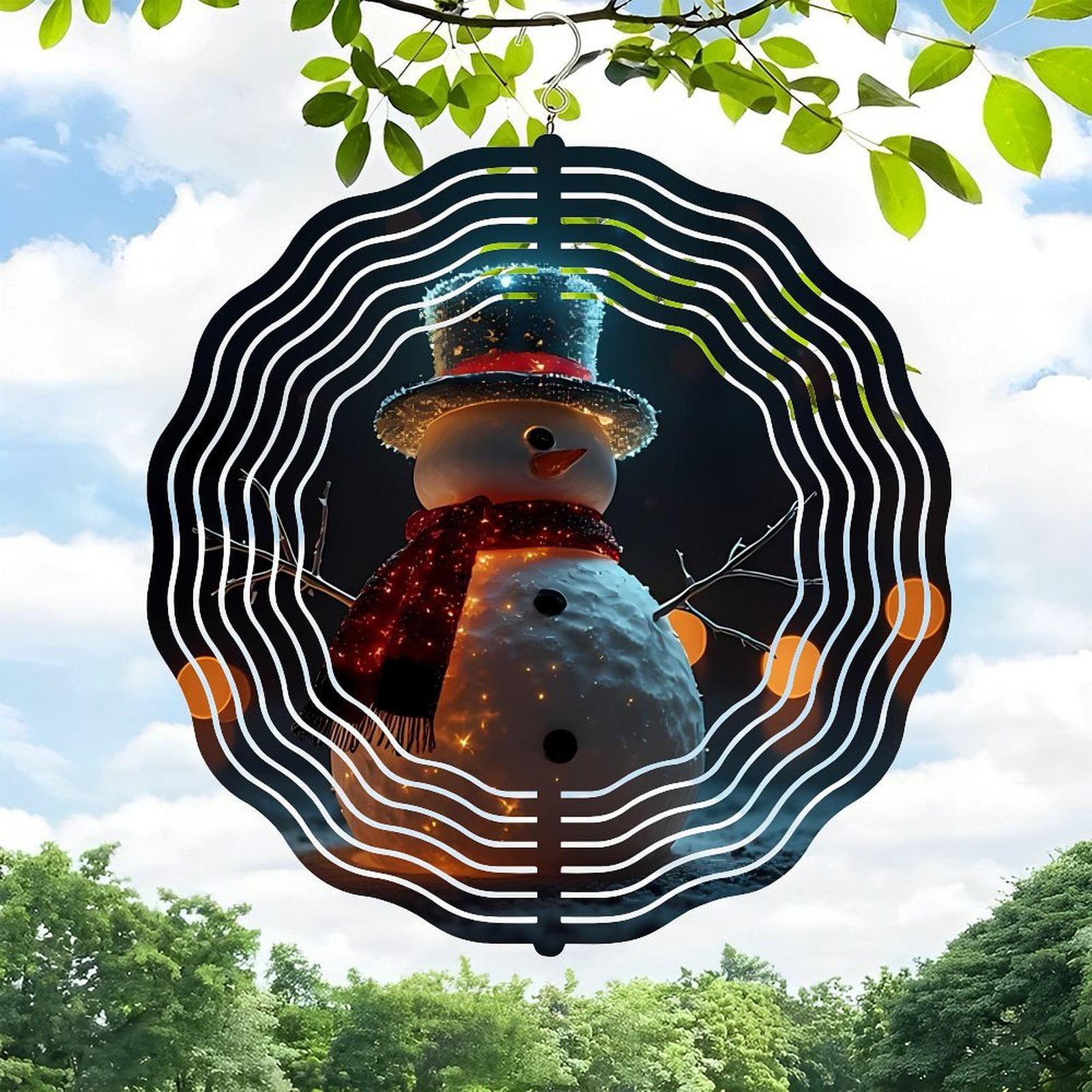 3D Metal Hanging Wind Spinners - Unique Sound Wave Design Wind Chimes ...