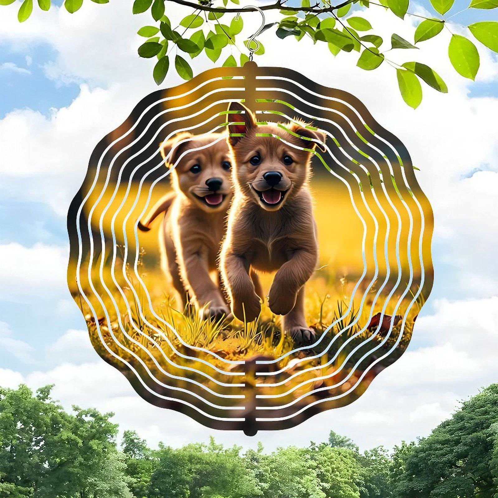 3D Metal Hanging Wind Spinners - Vibrant Sound Wave Design for Yard ...