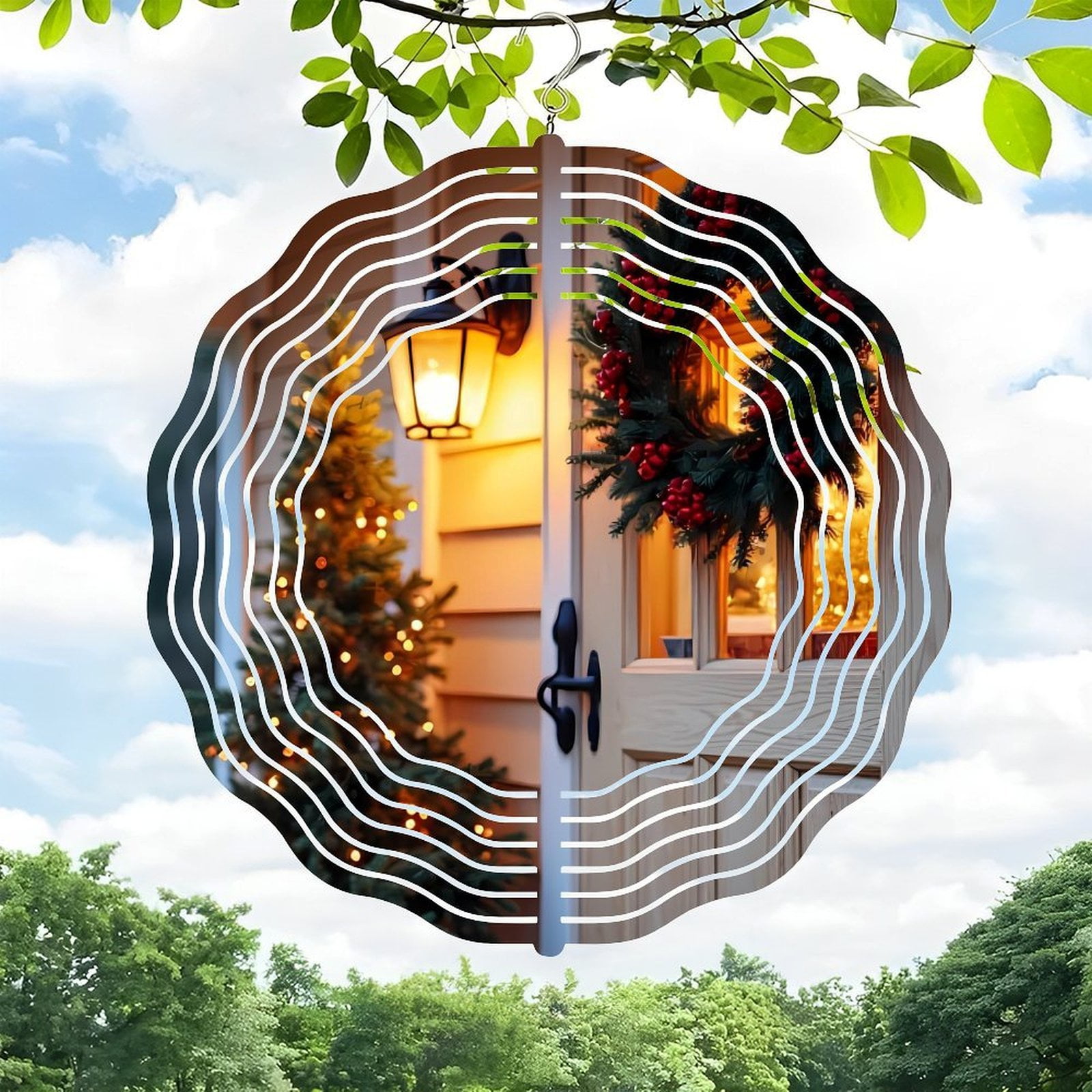 3D Metal Hanging Wind Spinners - Wavy Sound Wave Design for Yard ...