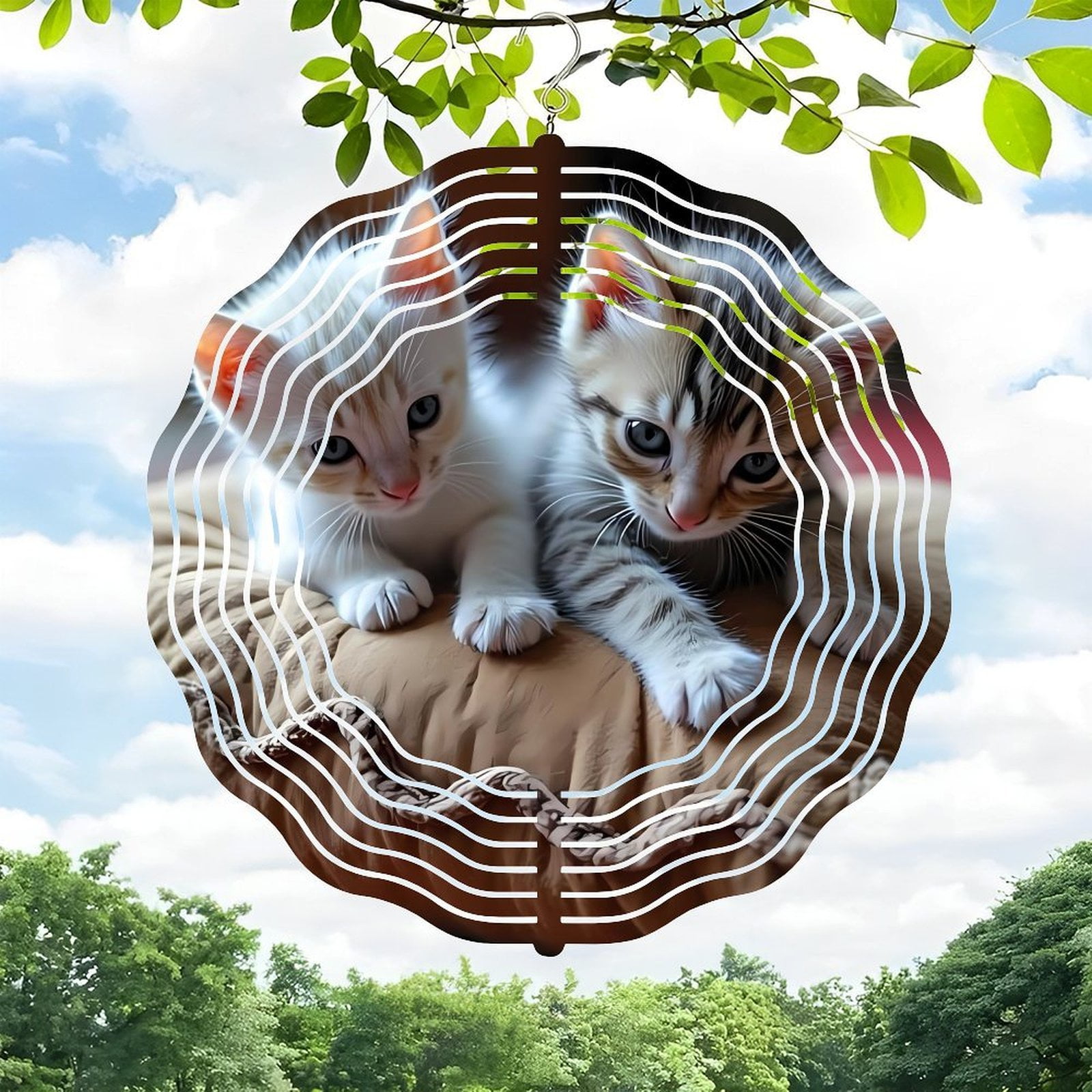 3D Metal Hanging Wind Spinners - Whimsical Concentric Circle Design for ...