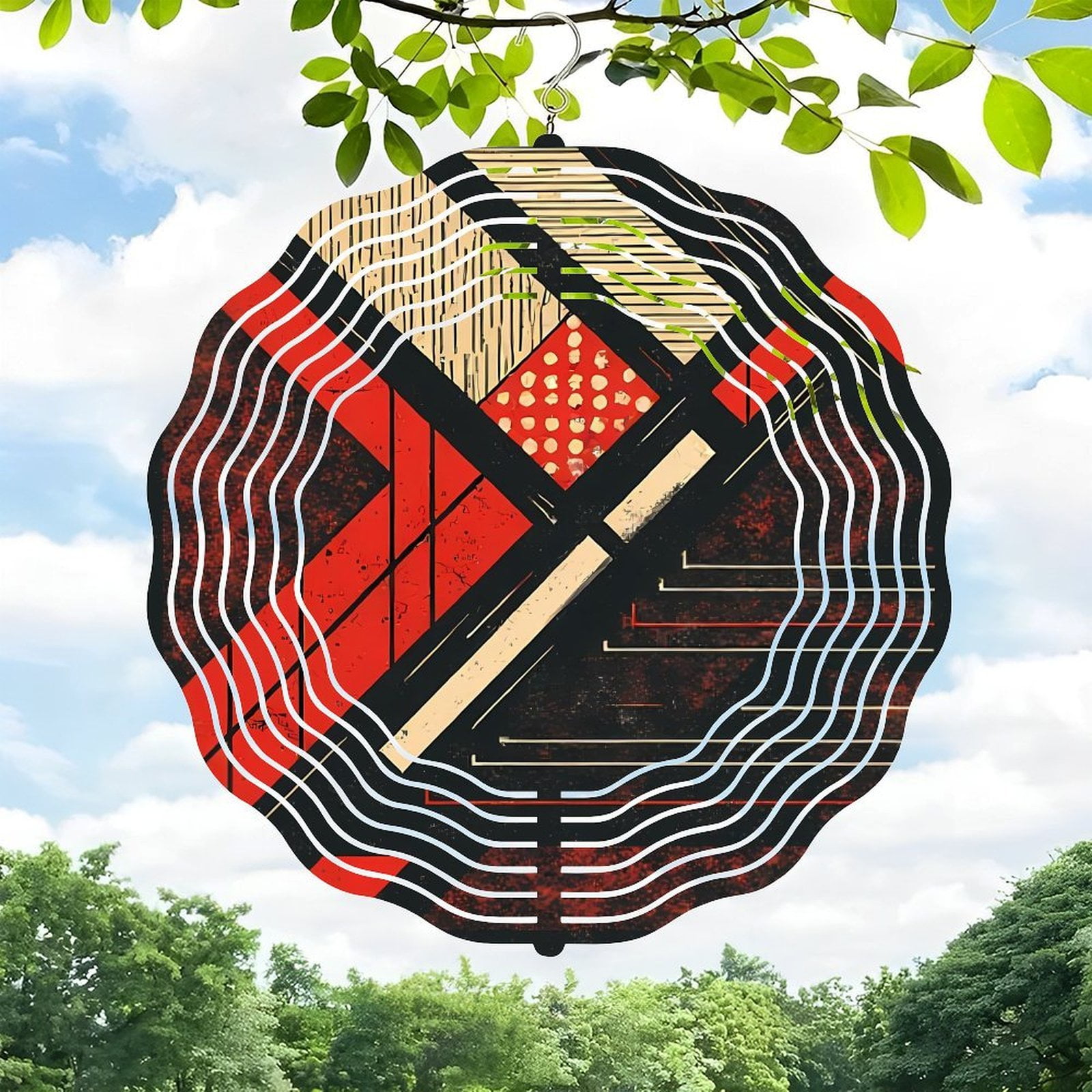 3D Metal Hanging Wind Spinners for Yard & Garden - Modern Circular ...
