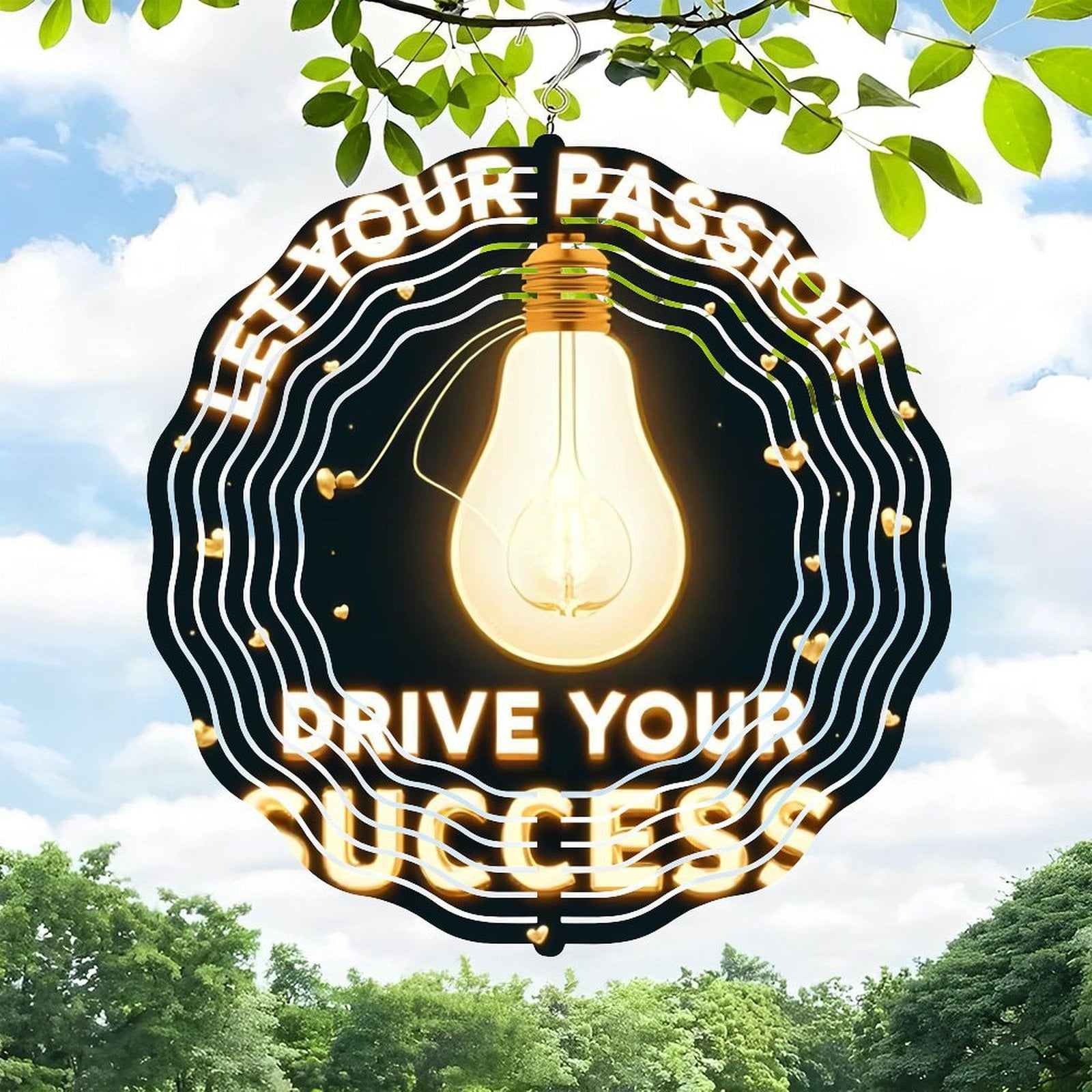 3D Metal Hanging Wind Spinners for Yard & Garden - Unique Light Bulb ...