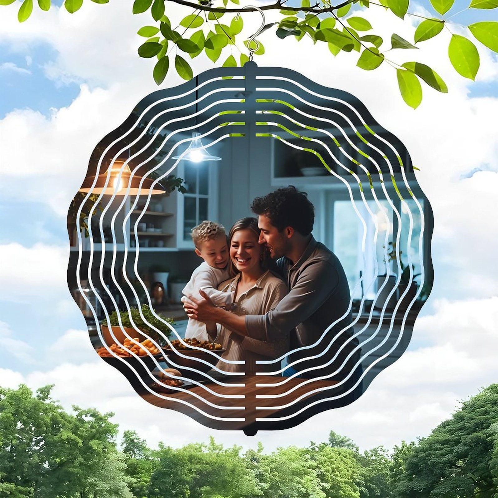 3D Metal Hanging Wind Spinners for Yard & Garden - Unique Wave Pattern ...