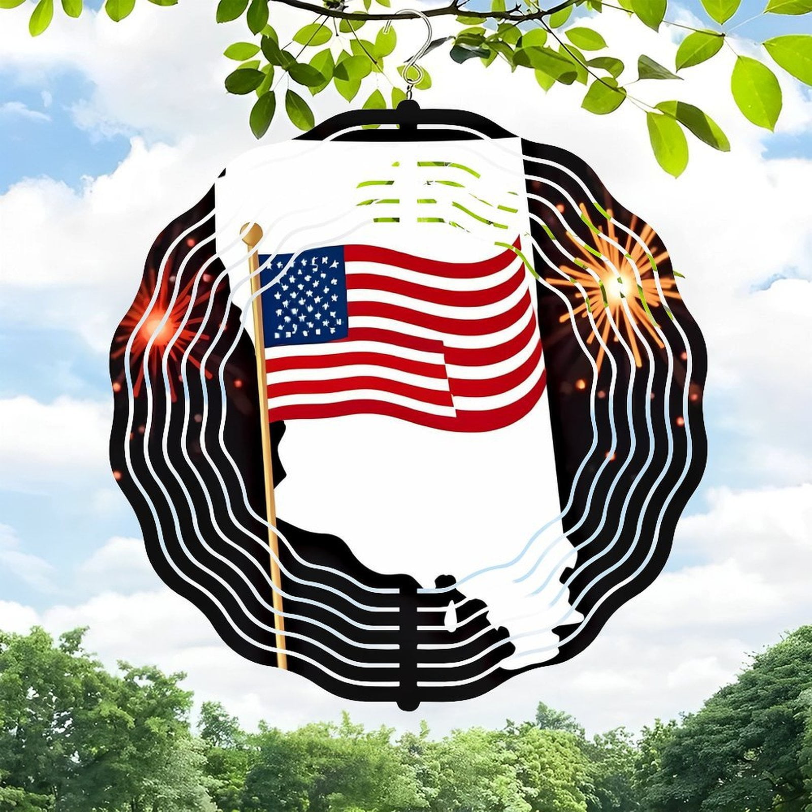 3D Metal Hanging Wind Spinners for Yard & Garden - Vibrant American ...