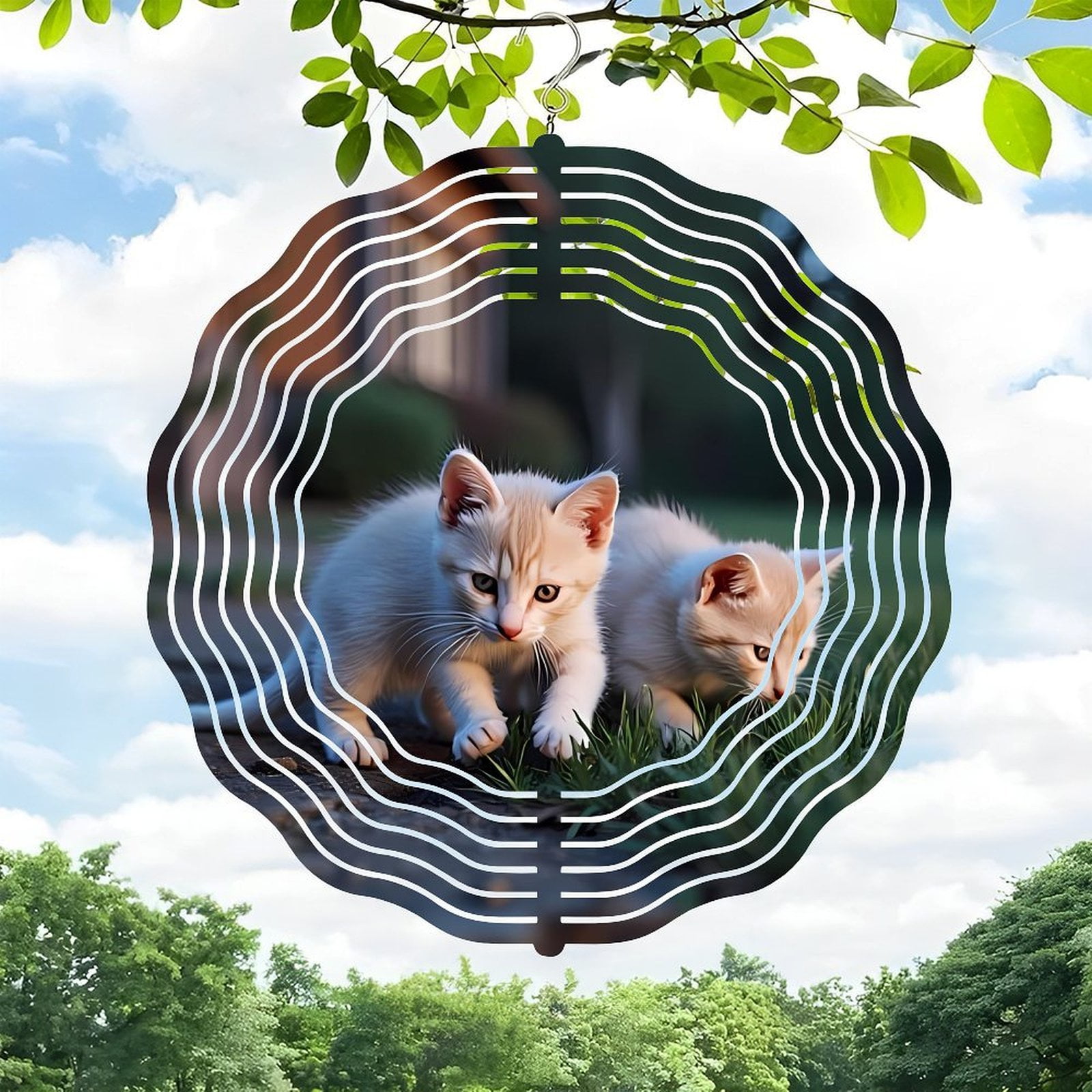 3D Metal Hanging Wind Spinners for Yard & Garden - Circular Pattern ...