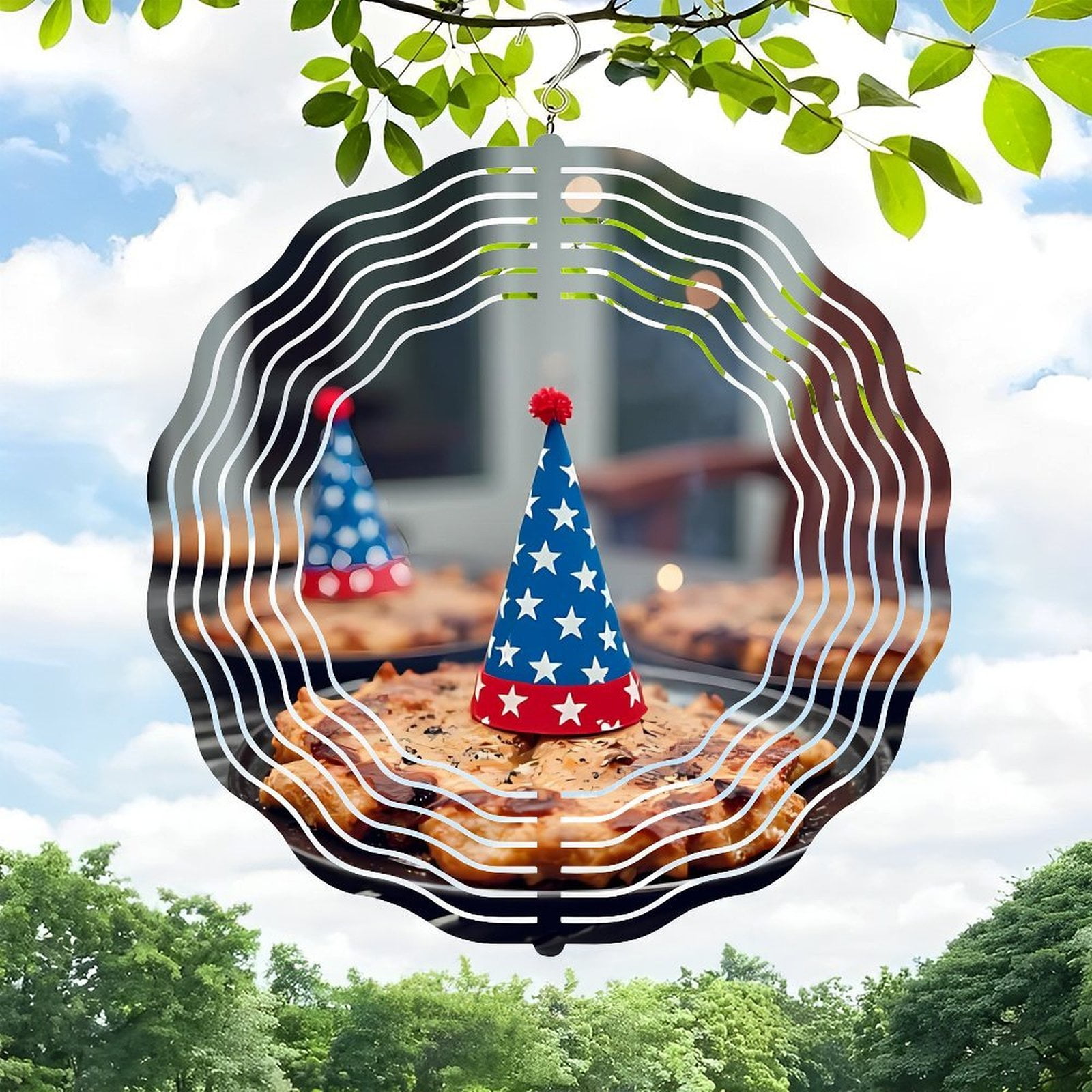 3D Metal Hanging Wind Spinners for Yard & Garden - Colorful Star ...