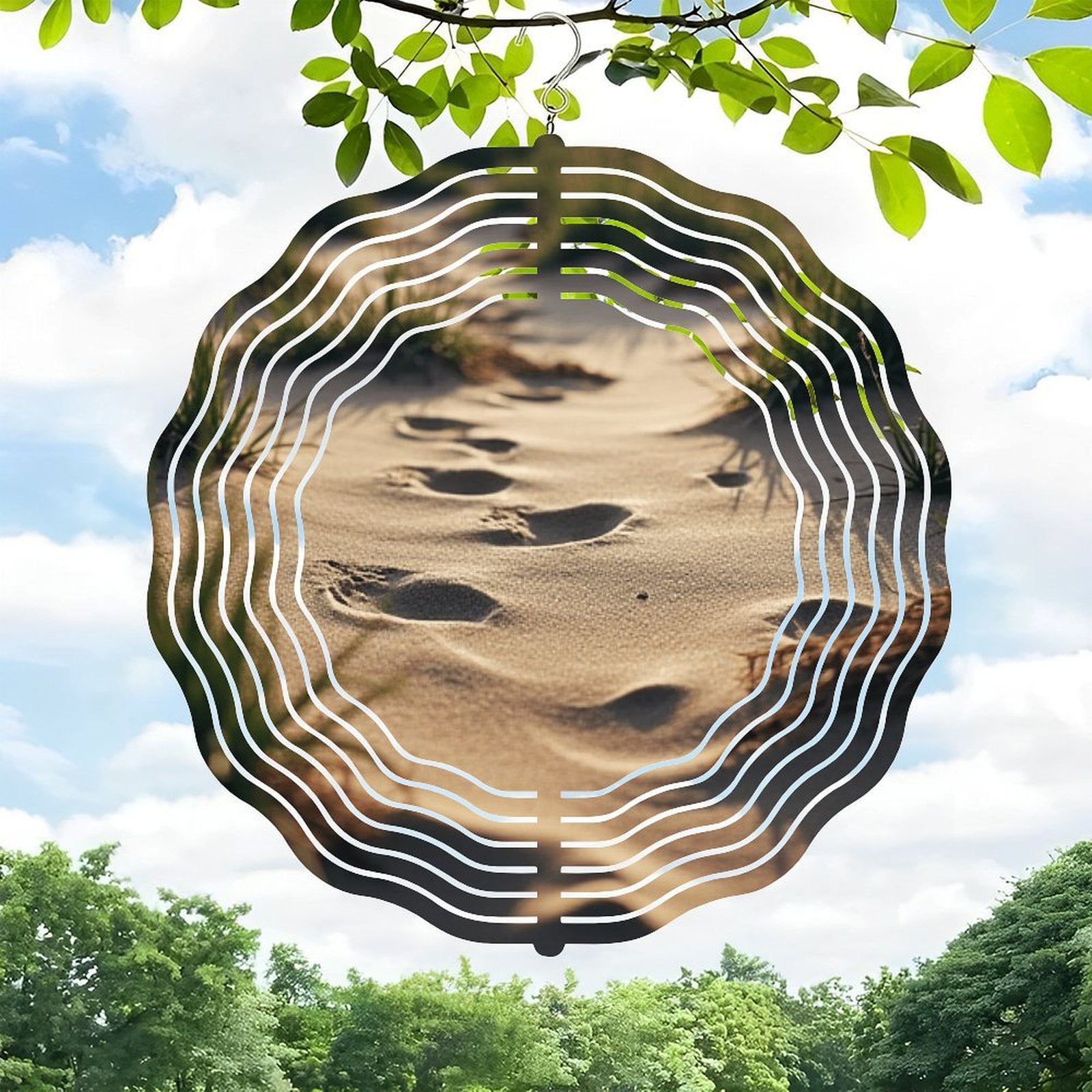 3D Metal Hanging Wind Spinners for Yard & Garden - Concentric Wave ...