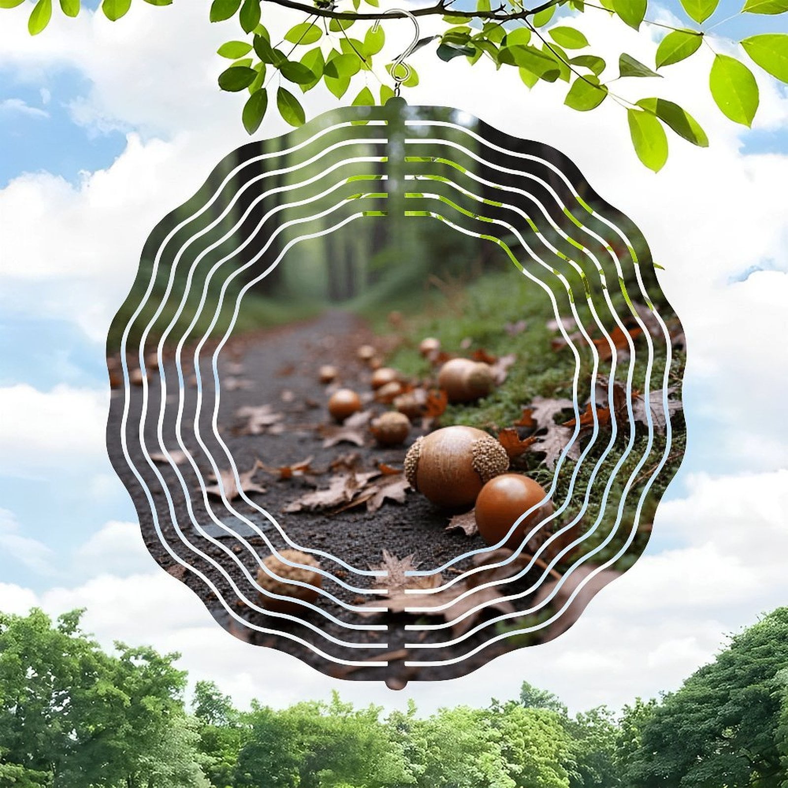 3D Metal Hanging Wind Spinners for Yard & Garden - Concentric Wave ...