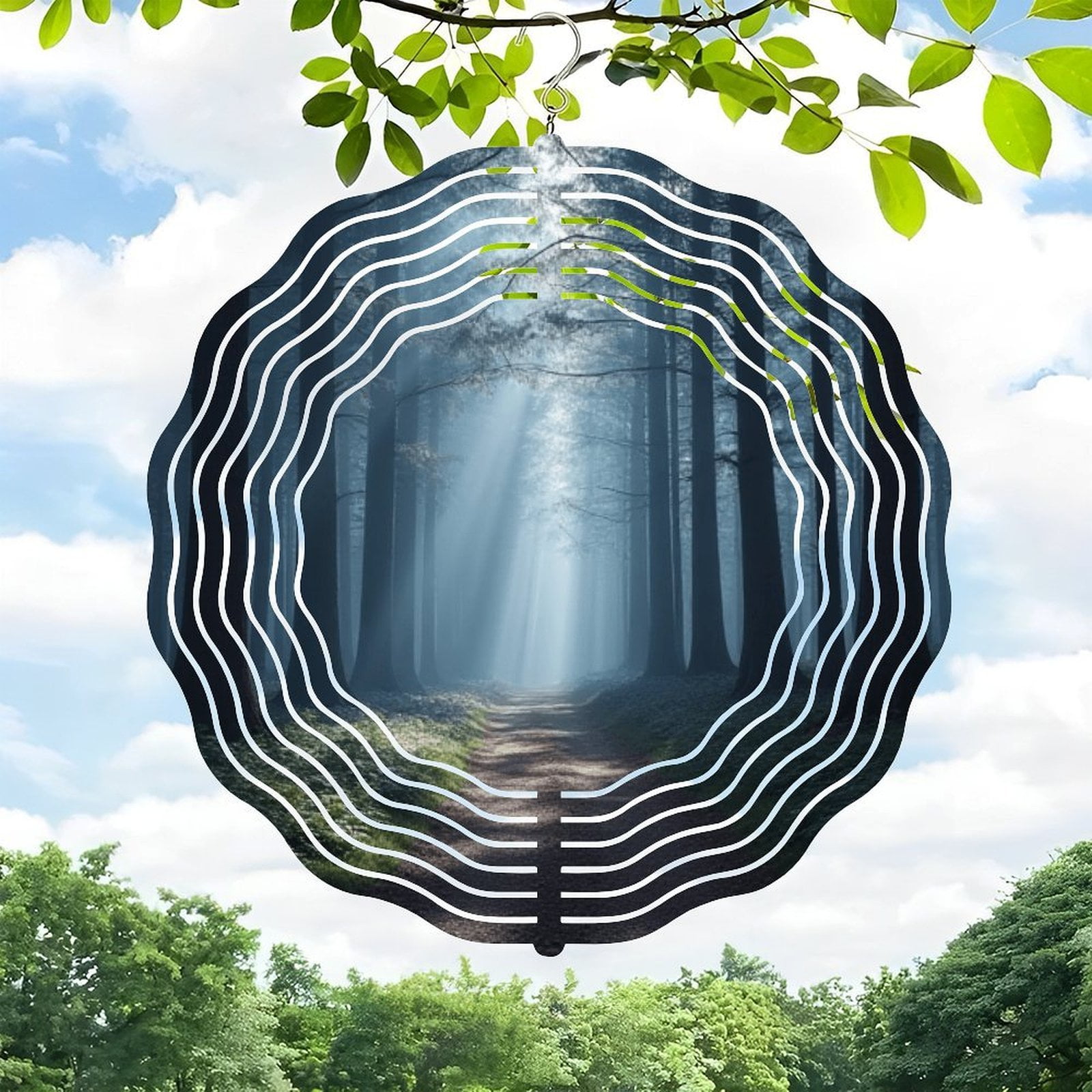 3D Metal Hanging Wind Spinners for Yard & Garden - Mesmerizing Wave ...