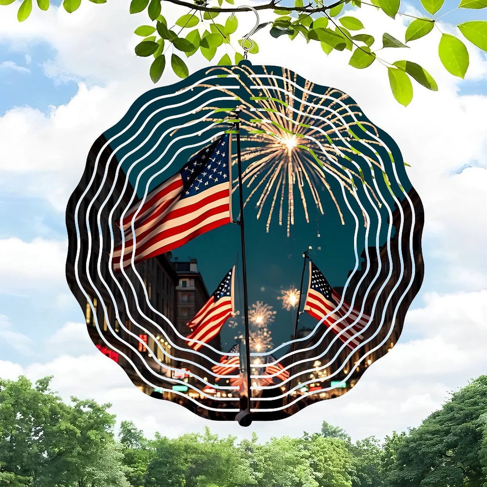 3D Metal Hanging Wind Spinners for Yard & Garden - Patriotic American ...