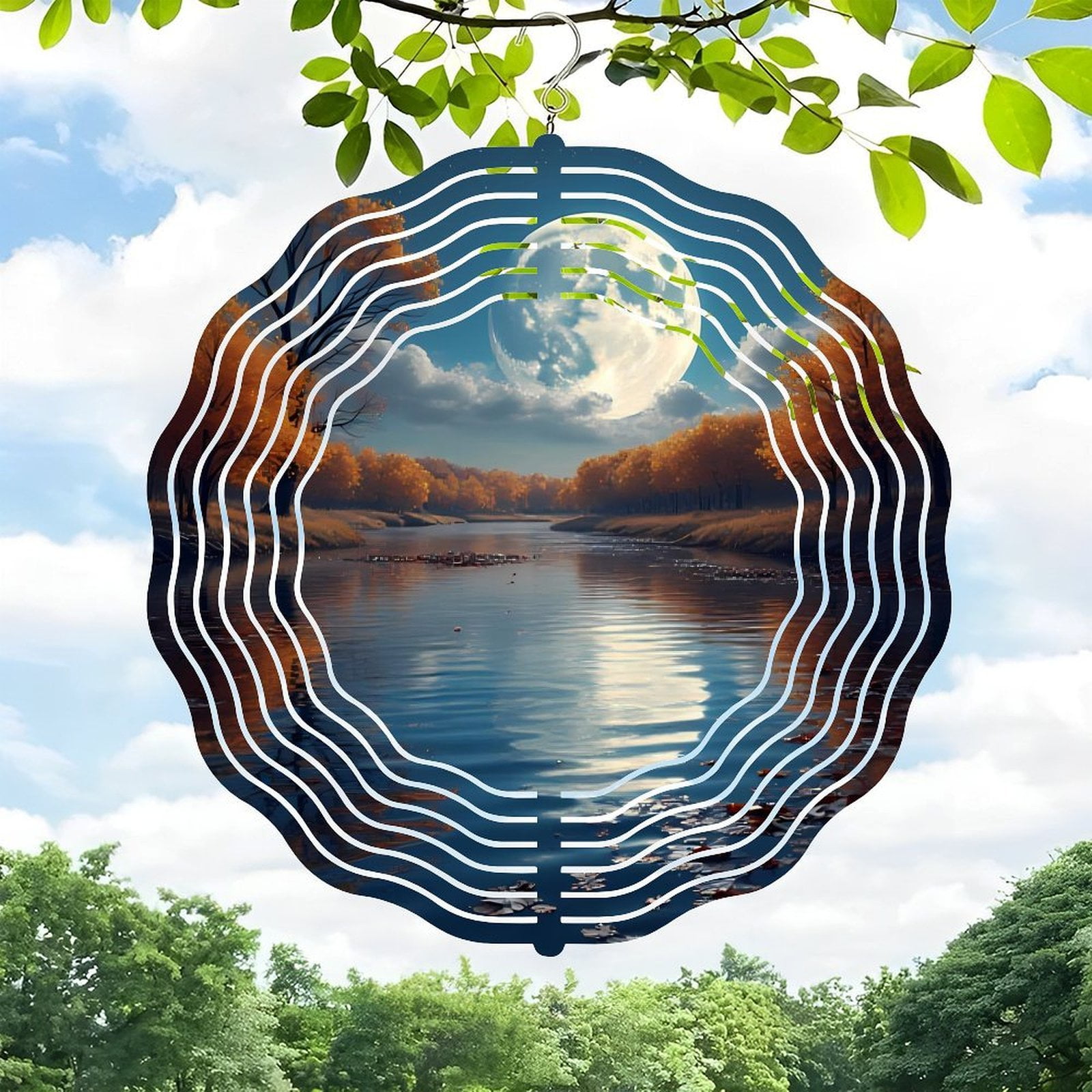 3D Metal Hanging Wind Spinners with Circular Pattern Design - Artistic ...