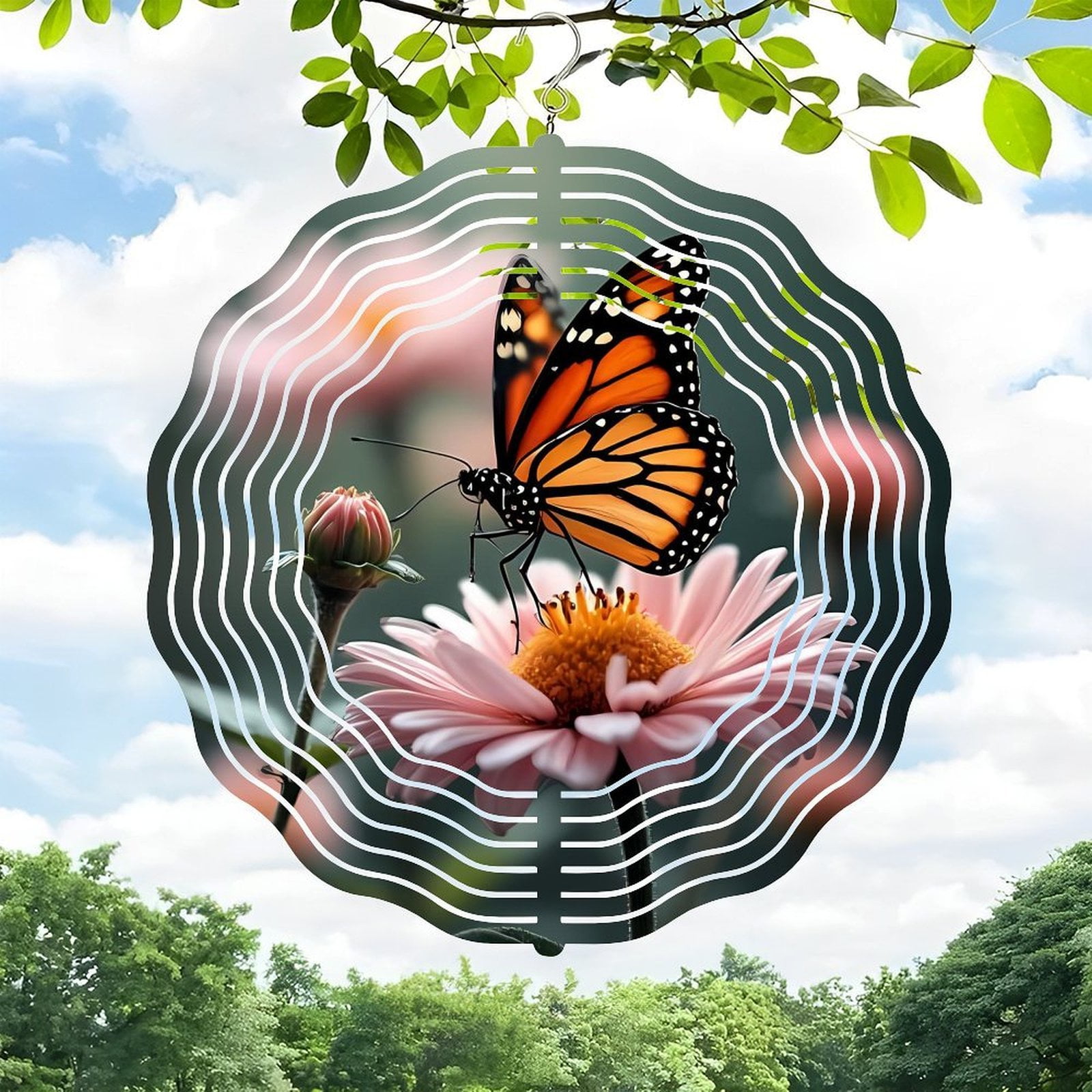 3D Metal Hanging Wind Spinners with Circular Pattern Design - Vibrant ...