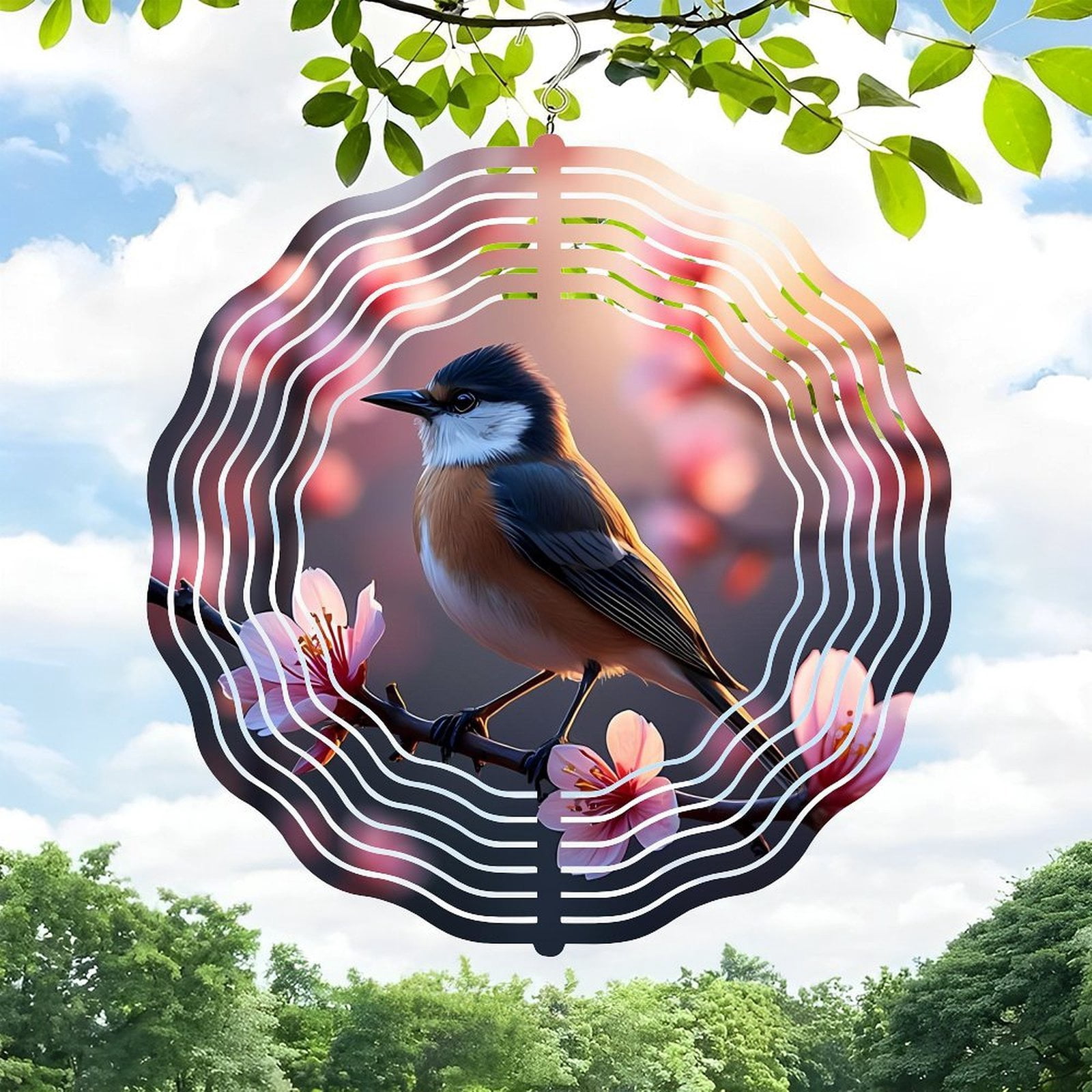 3D Metal Hanging Wind Spinners with Concentric Circle Design - Elegant ...