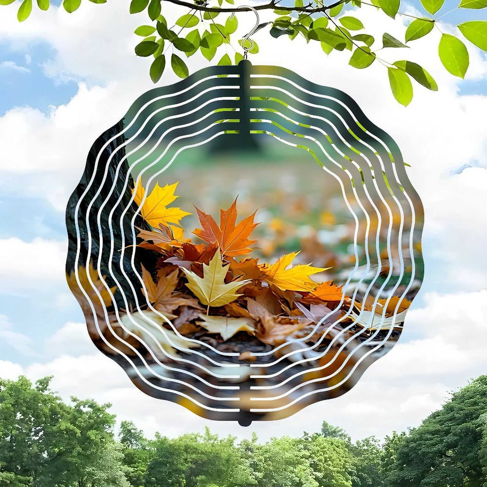 3D Metal Hanging Wind Spinners with Concentric Circle Design - Elegant ...
