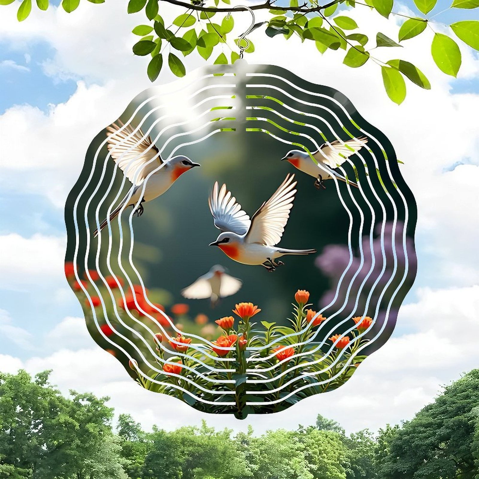 3D Metal Hanging Wind Spinners with Concentric Circle Design - Elegant ...