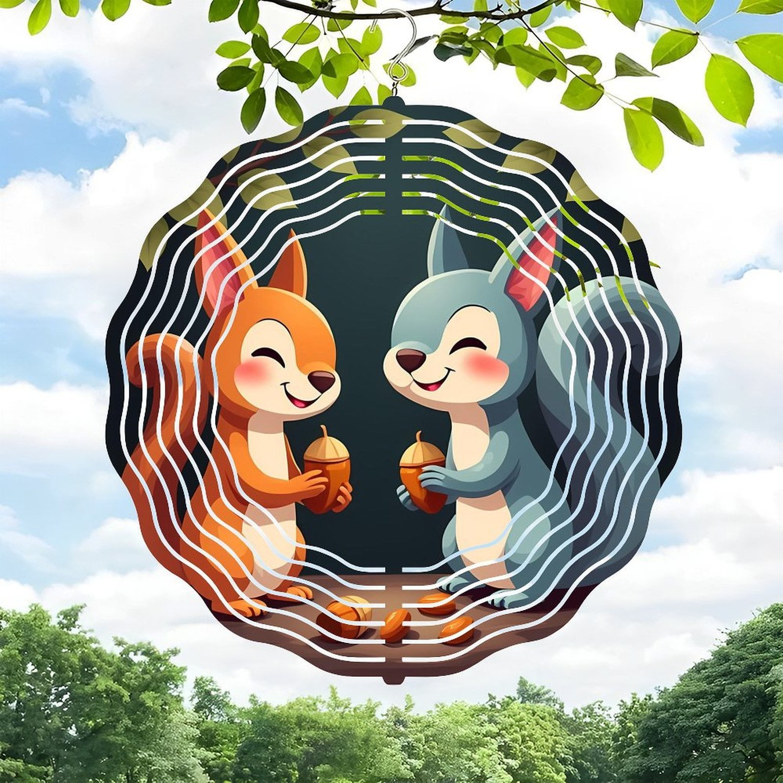 3D Metal Hanging Wind Spinners with Concentric Tree Trunk Pattern ...