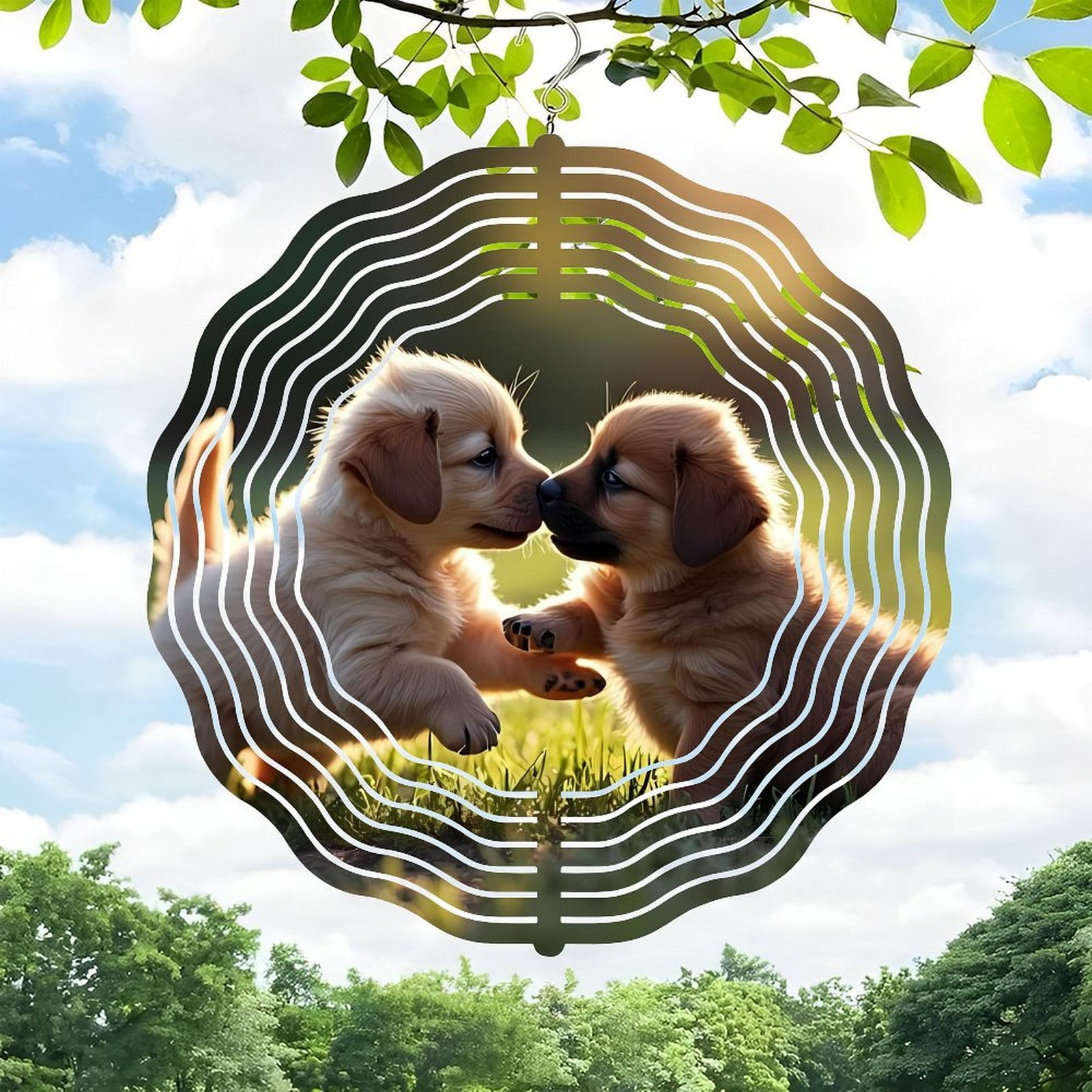 3D Metal Hanging Wind Spinners with Sound Wave Design - Unique Wind Chimes for Yard and Garden ...