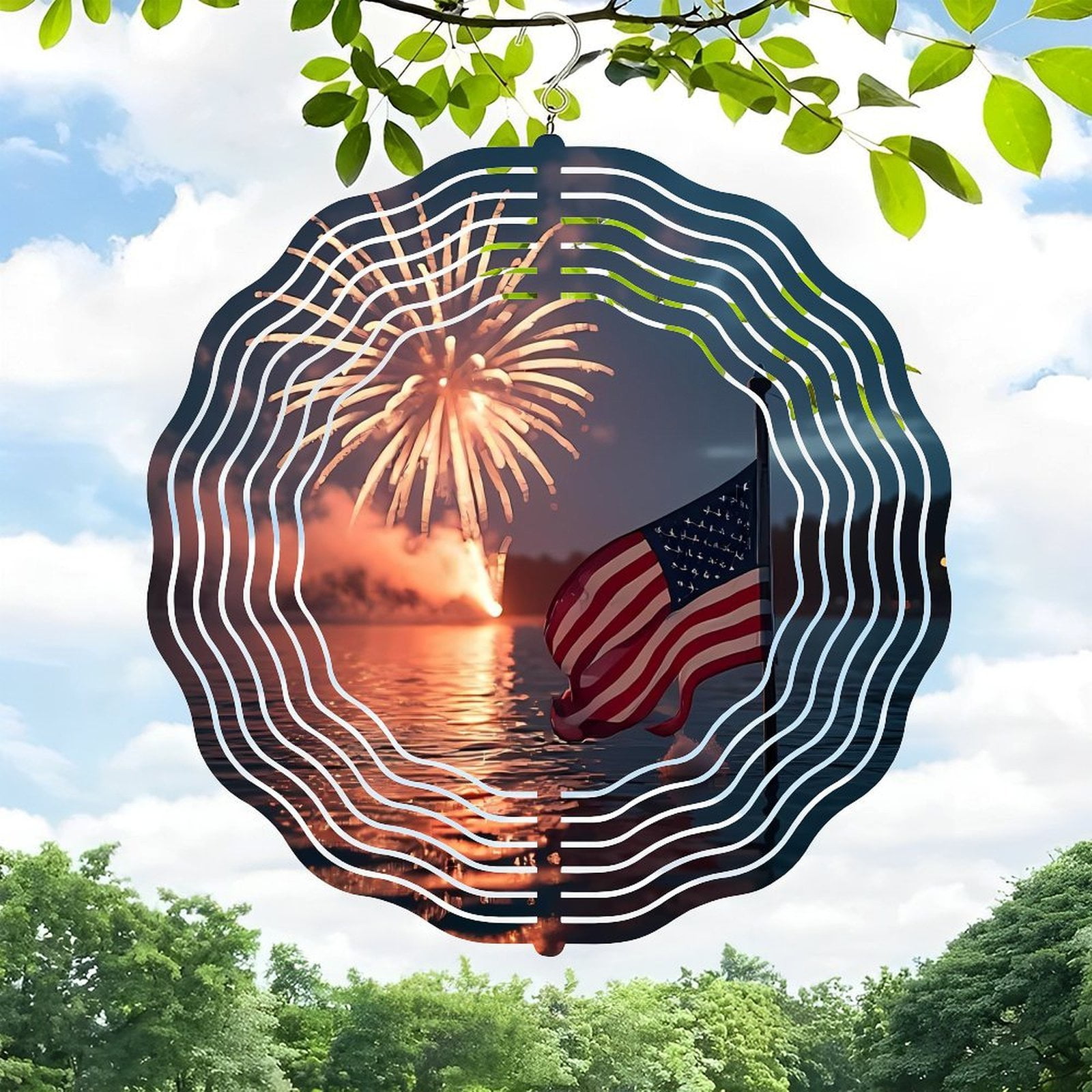 3D Metal Hanging Wind Spinners with Wavy Pattern Design - Stunning Yard ...