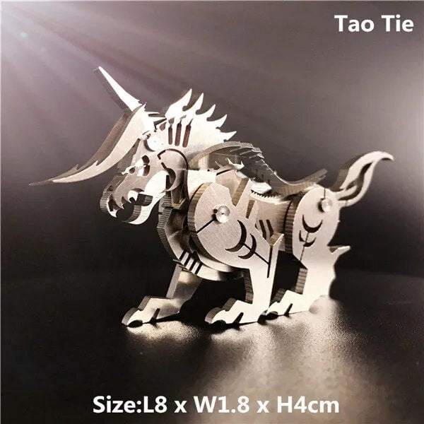 3D Metal Model Chinese Zodiac Dinosaurs western fire dragon DIY ...