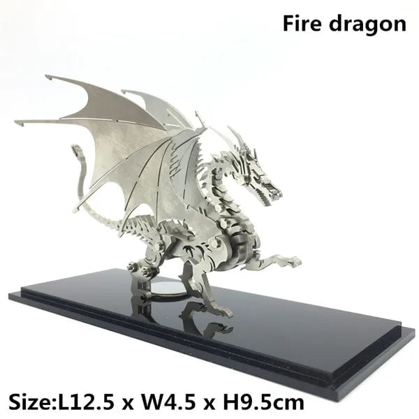 3D Metal Model Chinese Zodiac Dinosaurs western fire dragon DIY ...