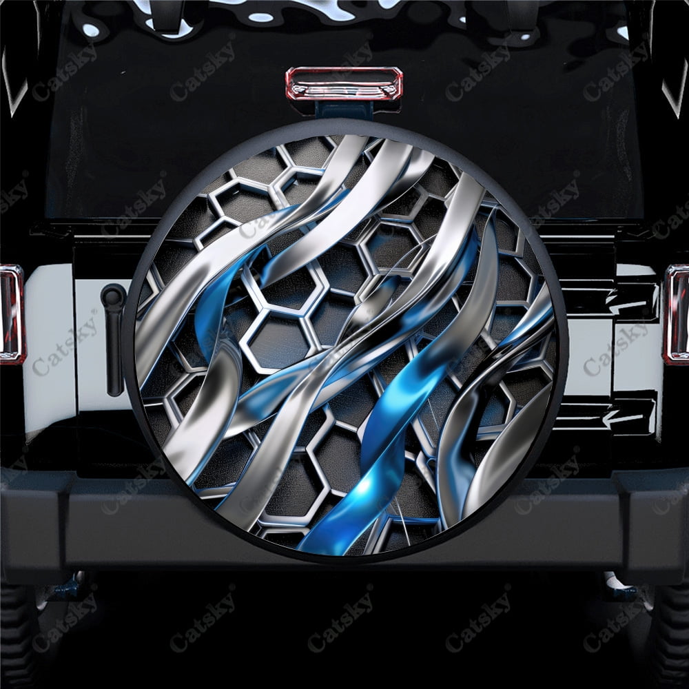 3D Metal Surface Art Polyester Universal Spare Wheel Tire Cover Custom ...