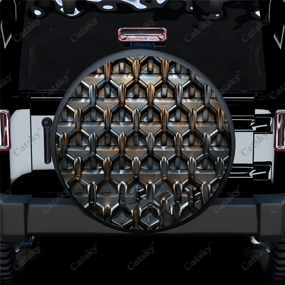 3D Metal Surface Art Polyester Universal Spare Wheel Tire Cover Custom ...