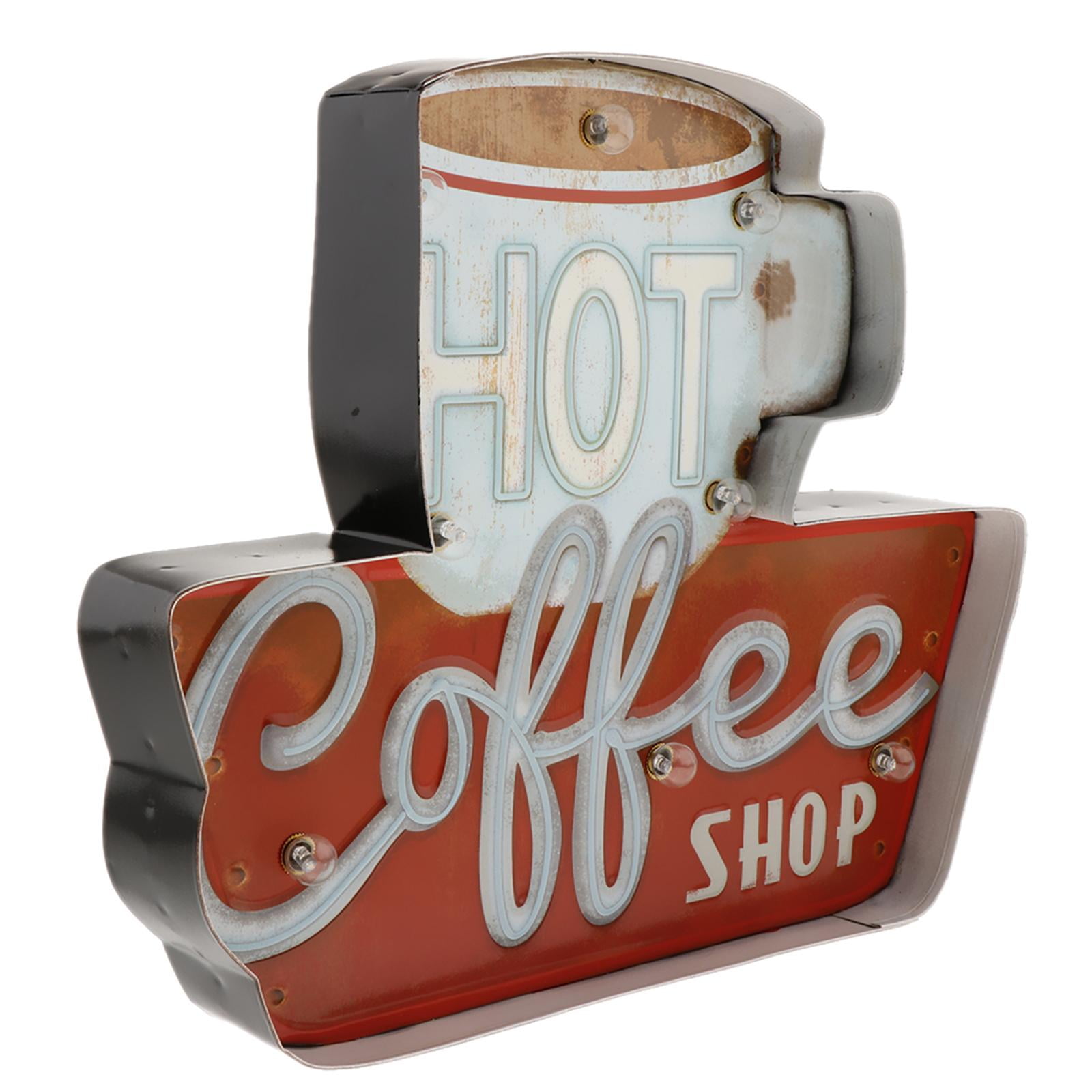 3D Metal Tin Sign Coffee Plaque LED Light Box Cafe Pub Bar - Walmart.com