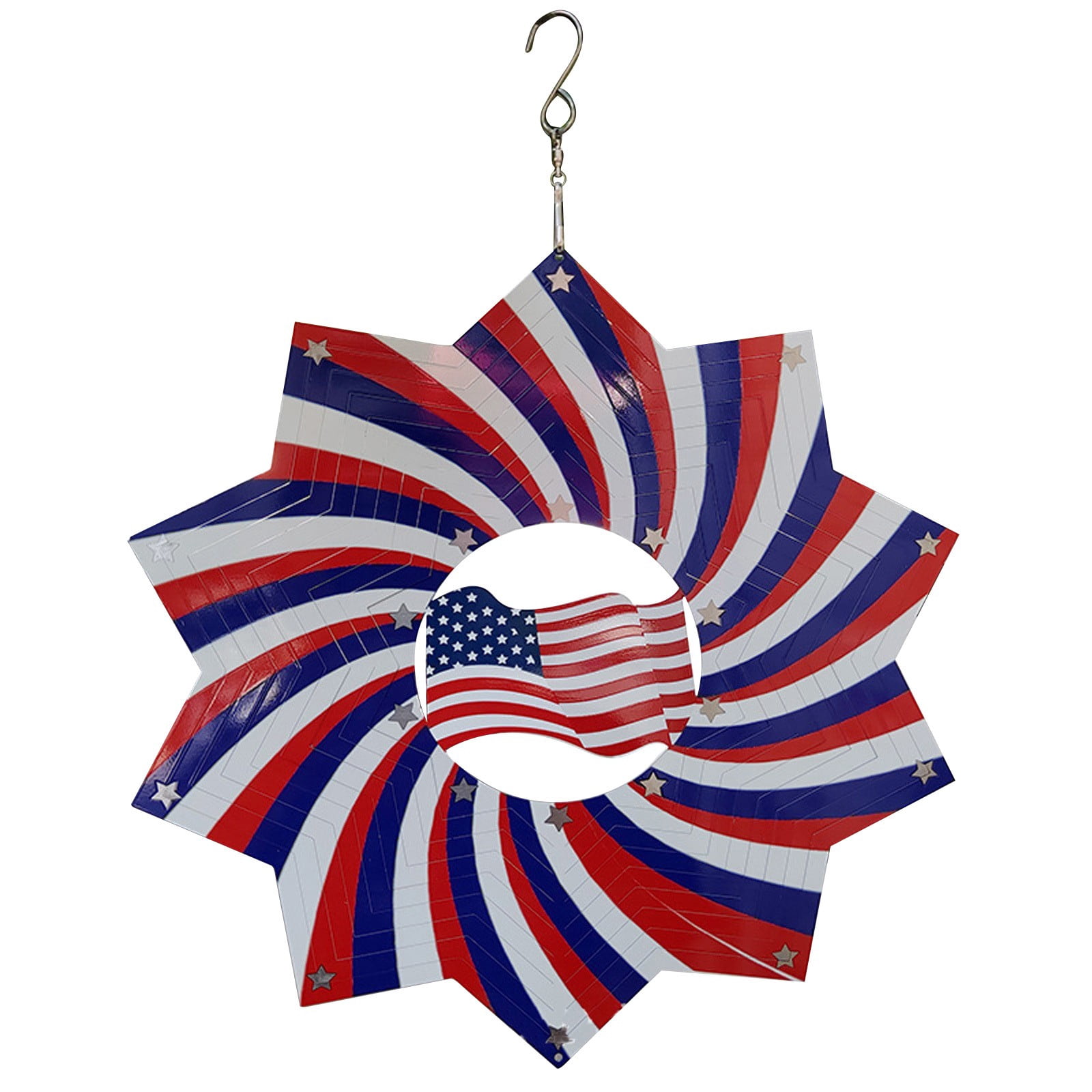 3D Metal Wind Spinners American Flag Chimes Hanging Patio Decor Yard ...