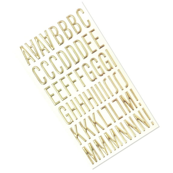 3D Metallic Letter Number Sticker Gold Glittered PVC Sticker Large ...