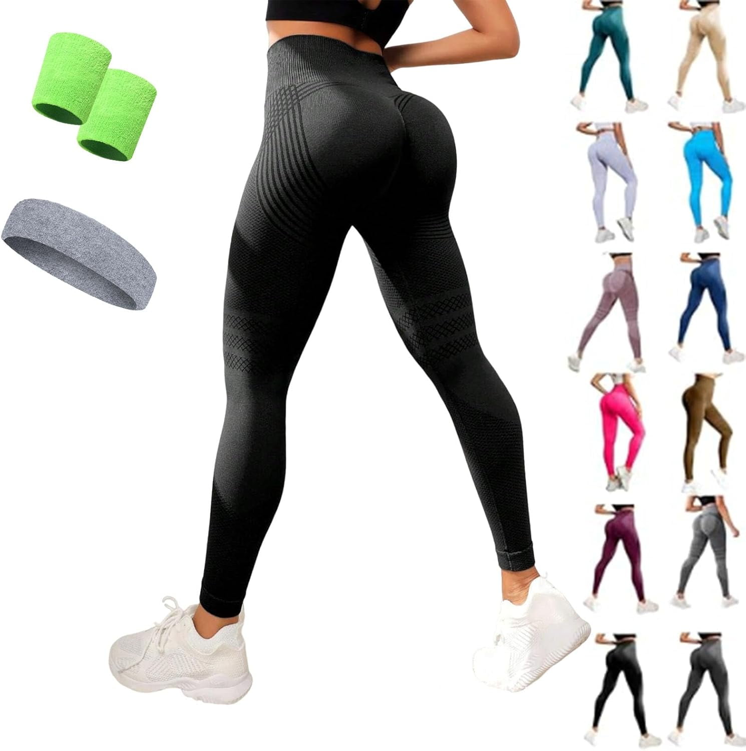 3D Micro Massage Compression Leggings, High Waist Tummy Control Yoga ...