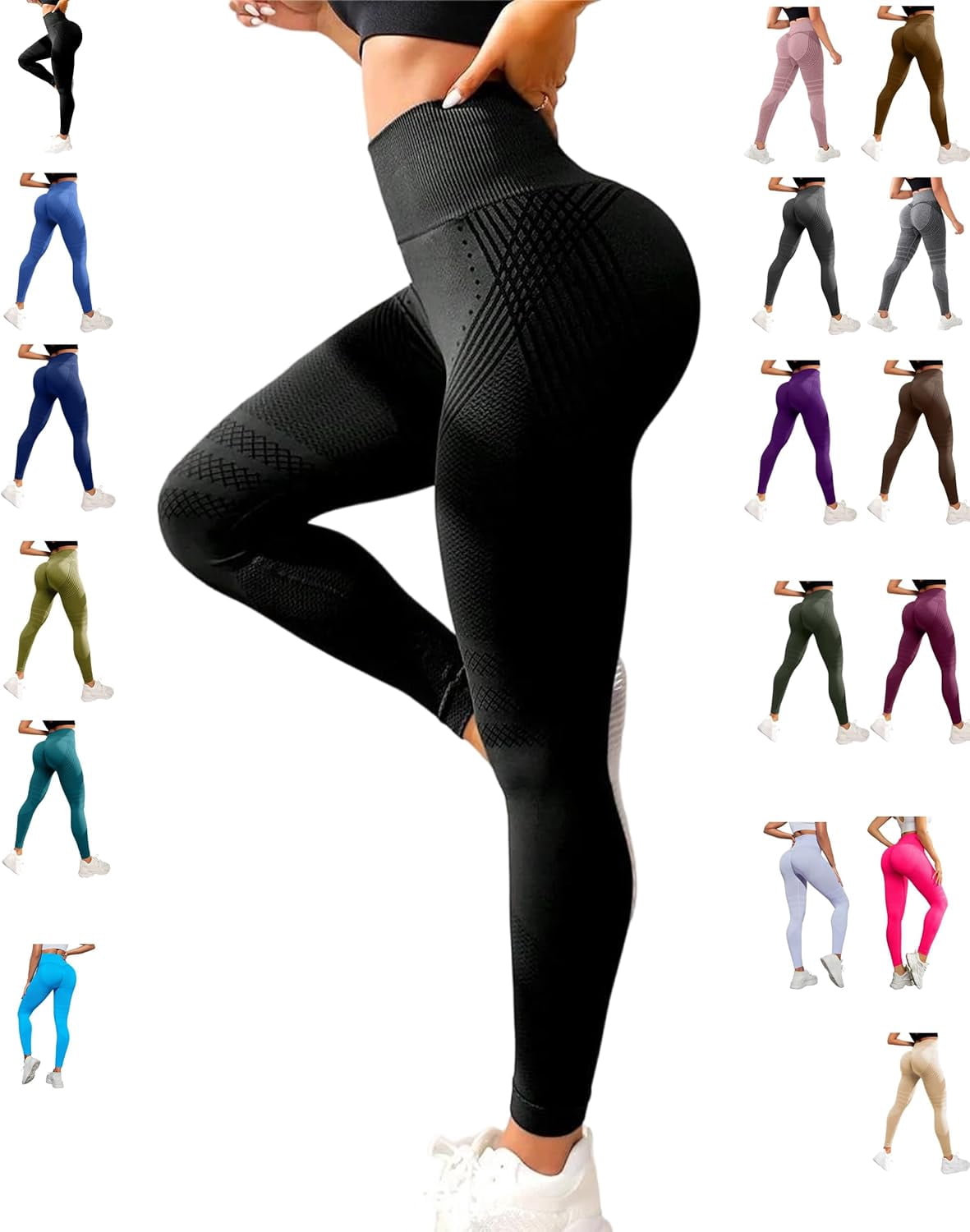 3D Micro Massage Compression Leggings for Women – High Waisted Tummy ...