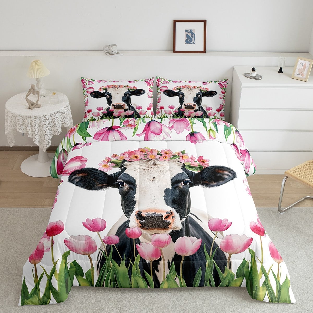 3D Milk Cow Comforter Set Kawaii Room Decor,Rustic Cattle Western ...