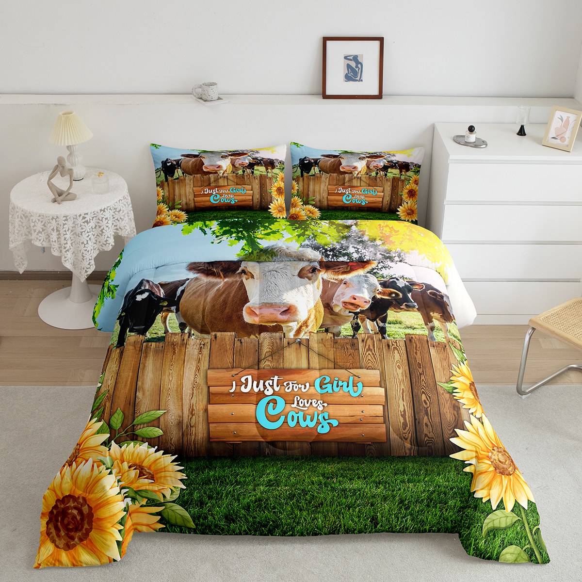 3D Milk Cow Comforter Set,Wild Rustic Farmhouse Animals Bedding Full ...