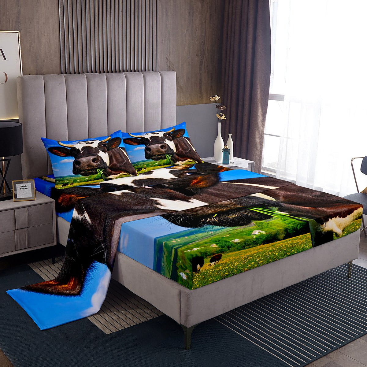 3D Milk Cow Fitted Sheet Farmhouse Decor,Cattle Rustic Farm Animal ...