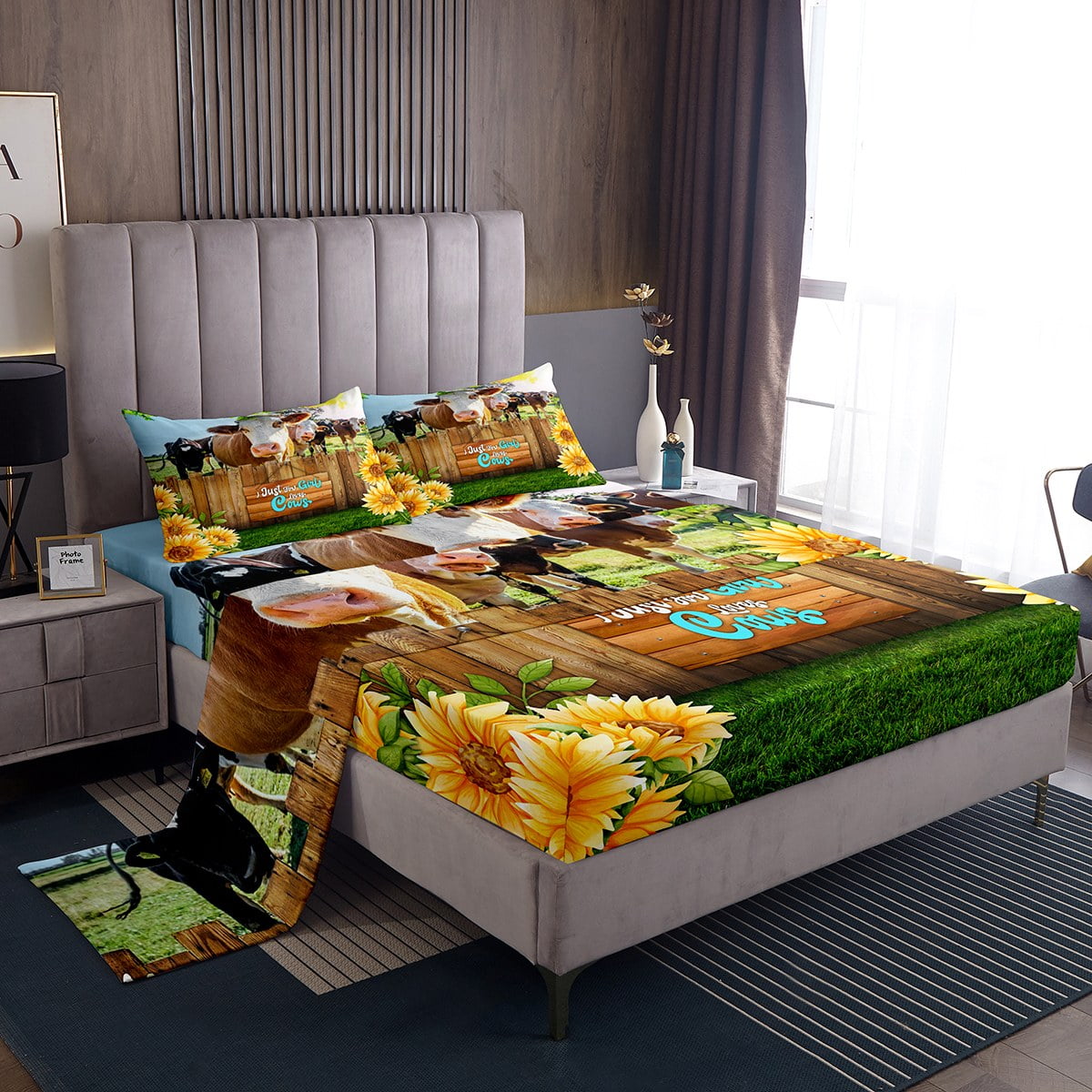 3D Milk Cow Sheet Set,Wild Rustic Farmhouse Animals Sheets Full,Bull ...